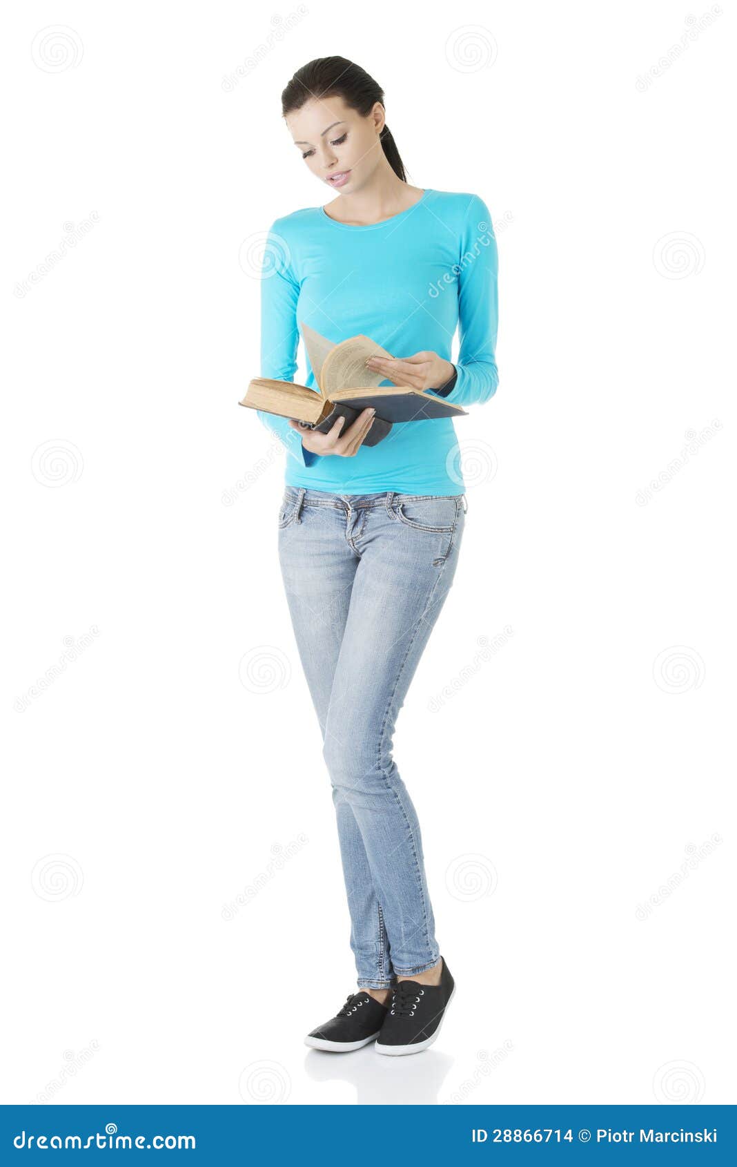 Young Focused Female Reading Book Stock Photo - Image of literature ...