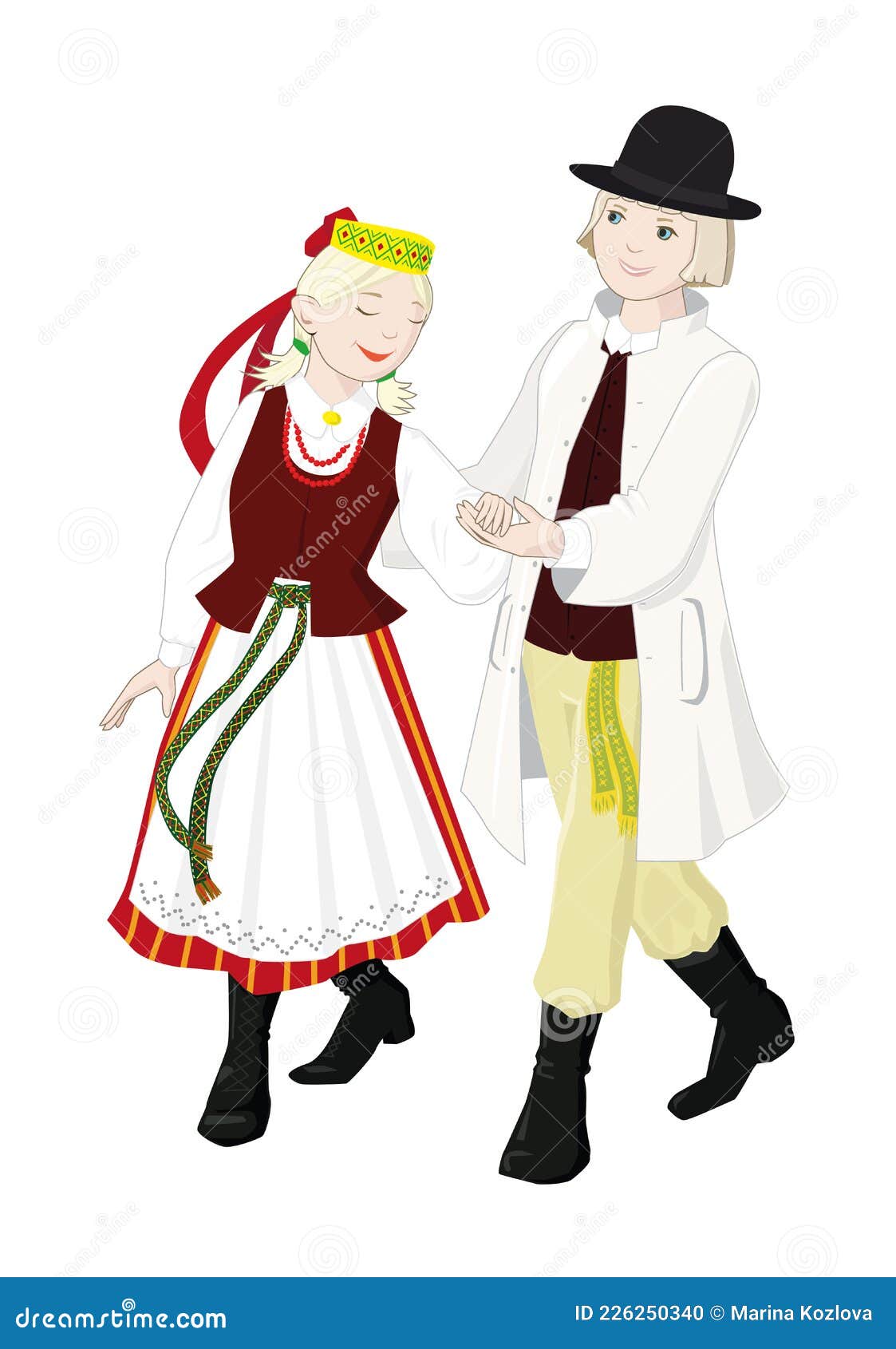 Lithuanian Girl In National Costume Cartoon Vector | CartoonDealer.com ...