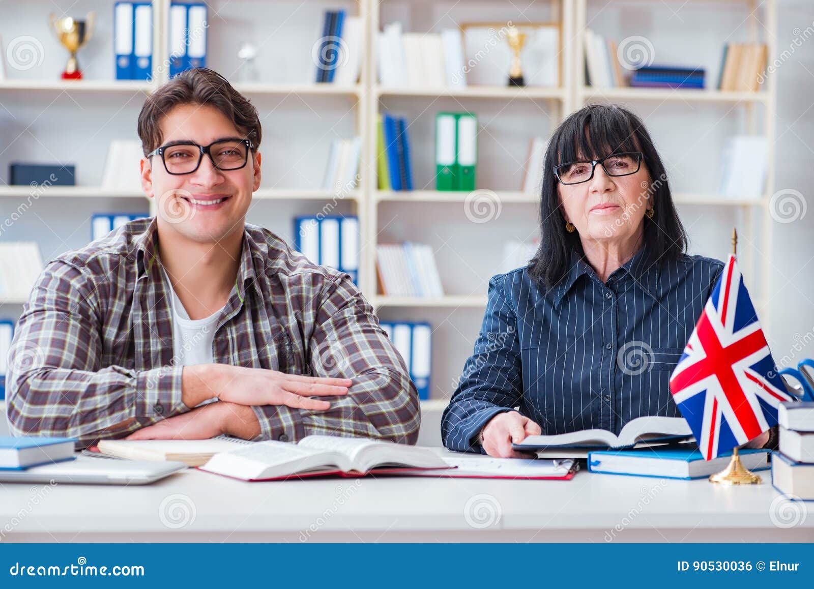 The Young Foreign Student during English Language Lesson Stock Photo ...