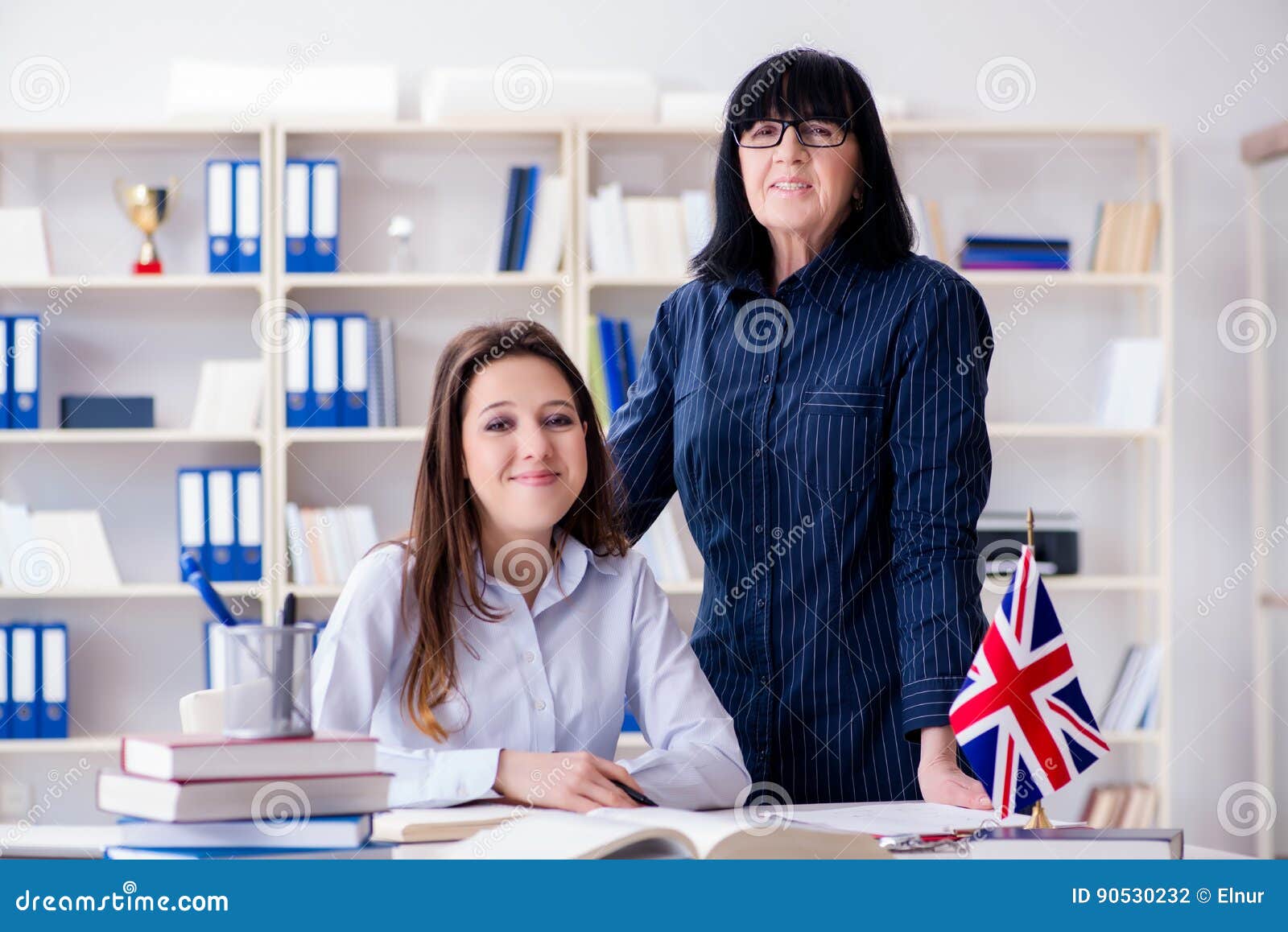 The Young Foreign Student during English Language Lesson Stock Photo ...