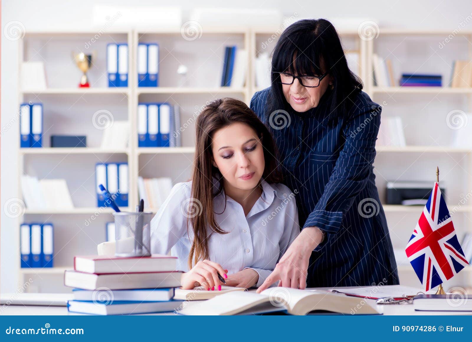 The Young Foreign Student During English Language Lesson Stock Photo ...