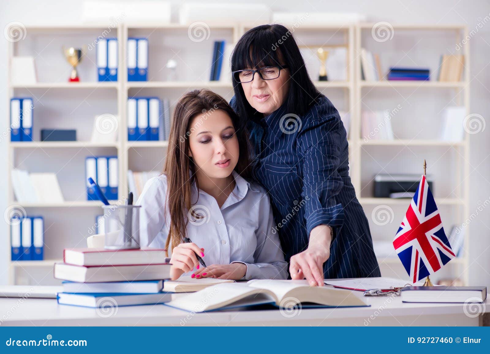 The Young Foreign Student during English Language Lesson Stock Photo ...