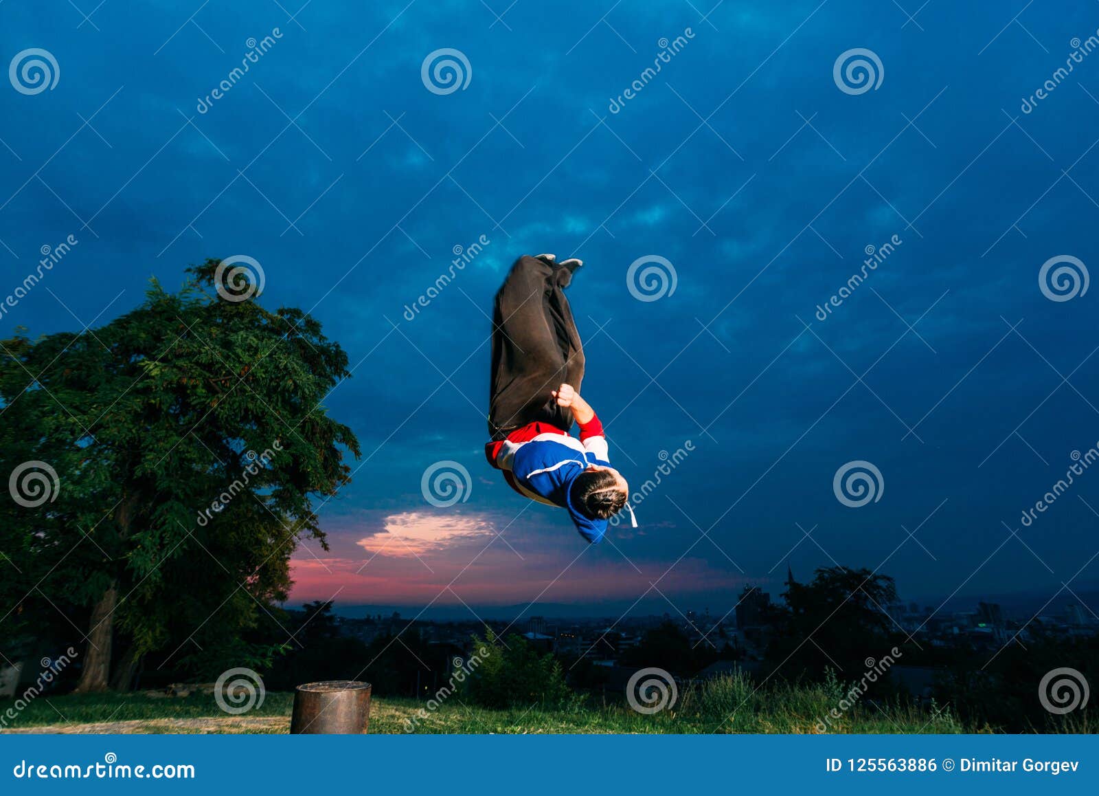 Young Free Runner Making Salto Backwards Stock Photo - Image of ...