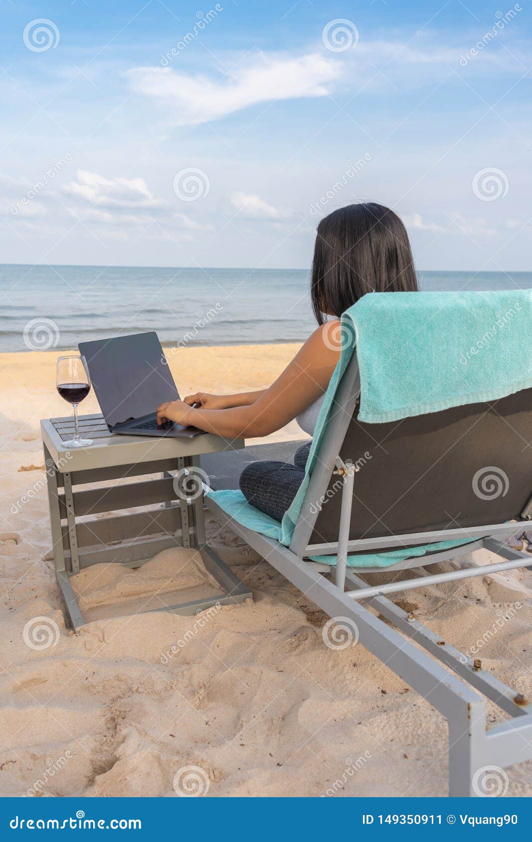 Freelance Work in Tropical Country on the Beach Stock Image - Image of ...