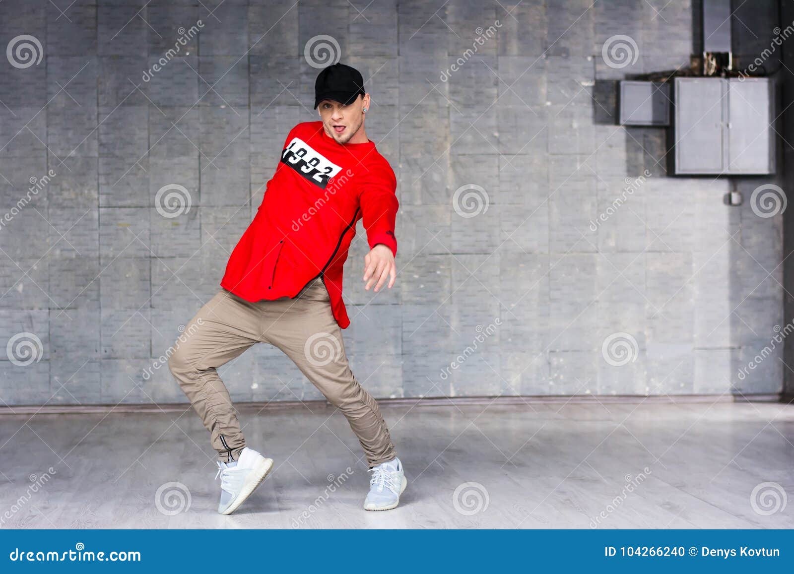 Young Freestyle Dancer on Grey Background. Stock Photo - Image of ...