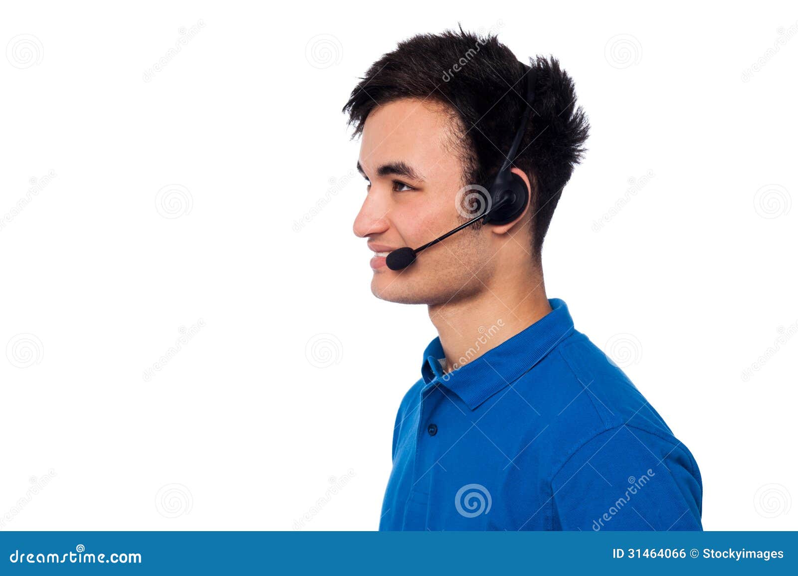 Young Friendly Guy Wearing Headset Stock Photo - Image of occupation ...