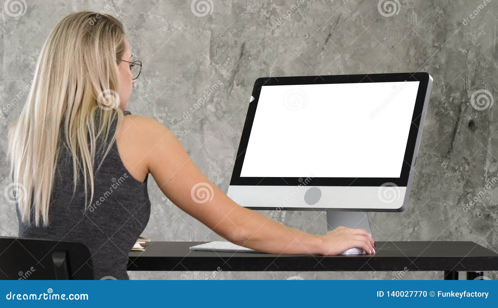 Young Friendly Operator Woman Talking and Working on the Computer ...