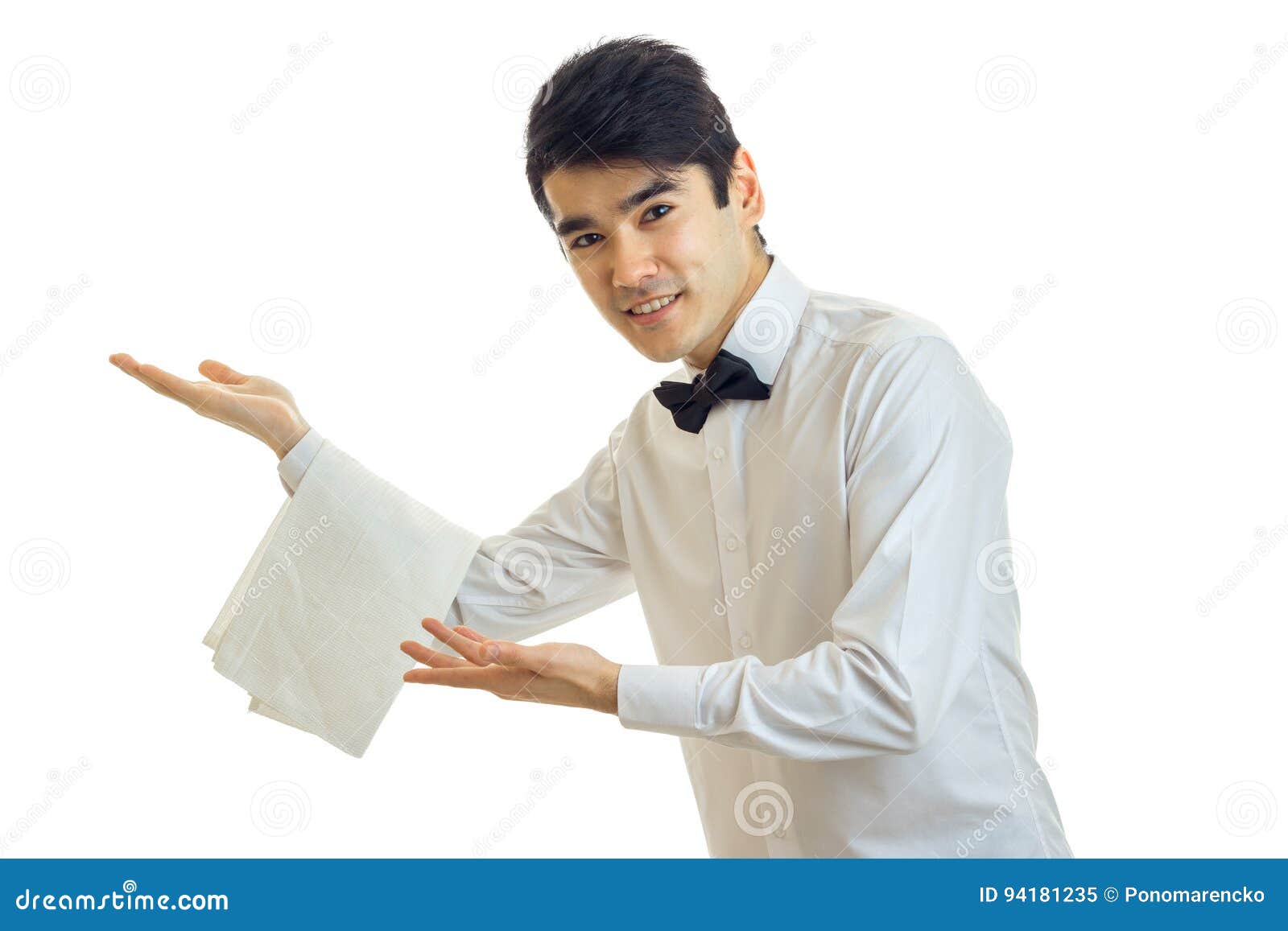 Young Friendly Waiter Smiles at the Camera Stock Image - Image of ...