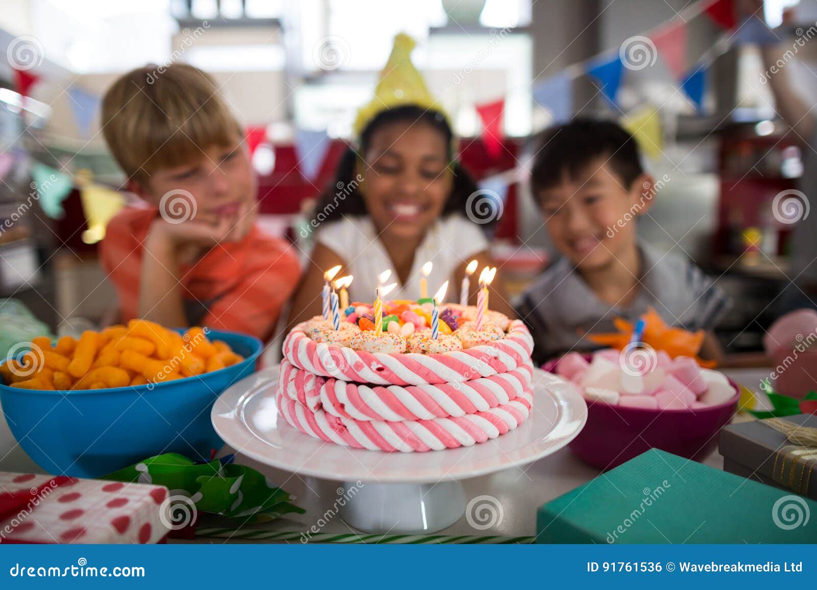 Young Friends Celebrating Birthday in Kitchen Stock Photo - Image of ...