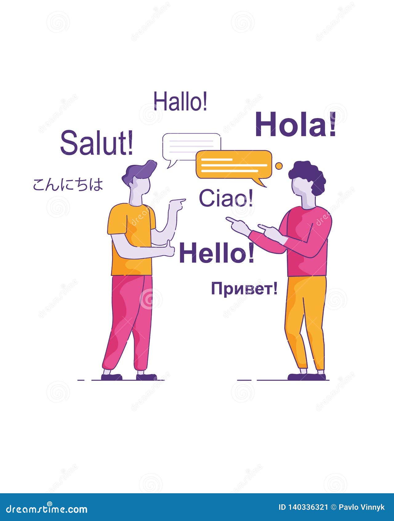 Young Friends from Different Countries Communicate Stock Vector ...
