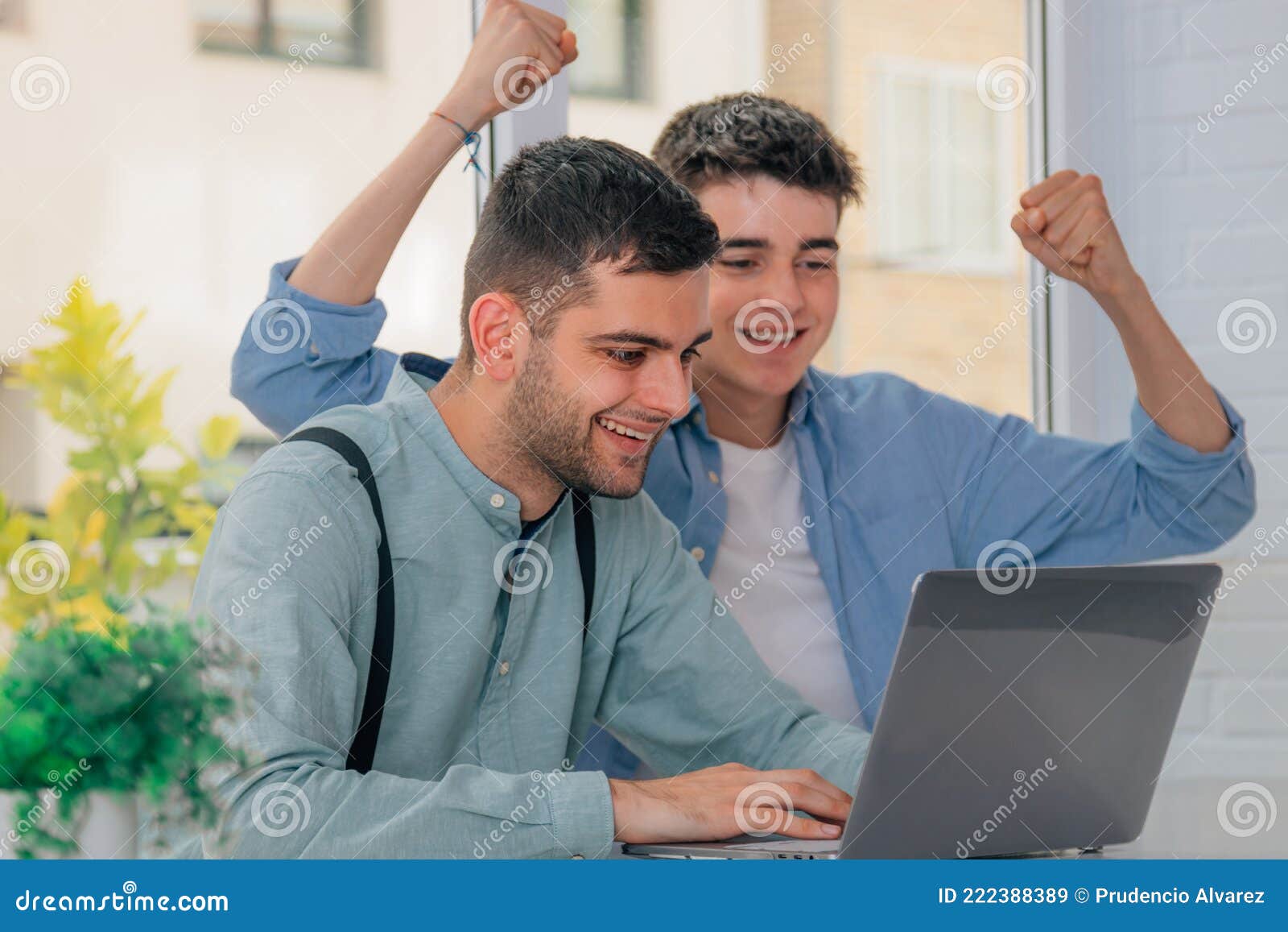 Friends at Home with Computer Laptop Stock Image - Image of desktop ...