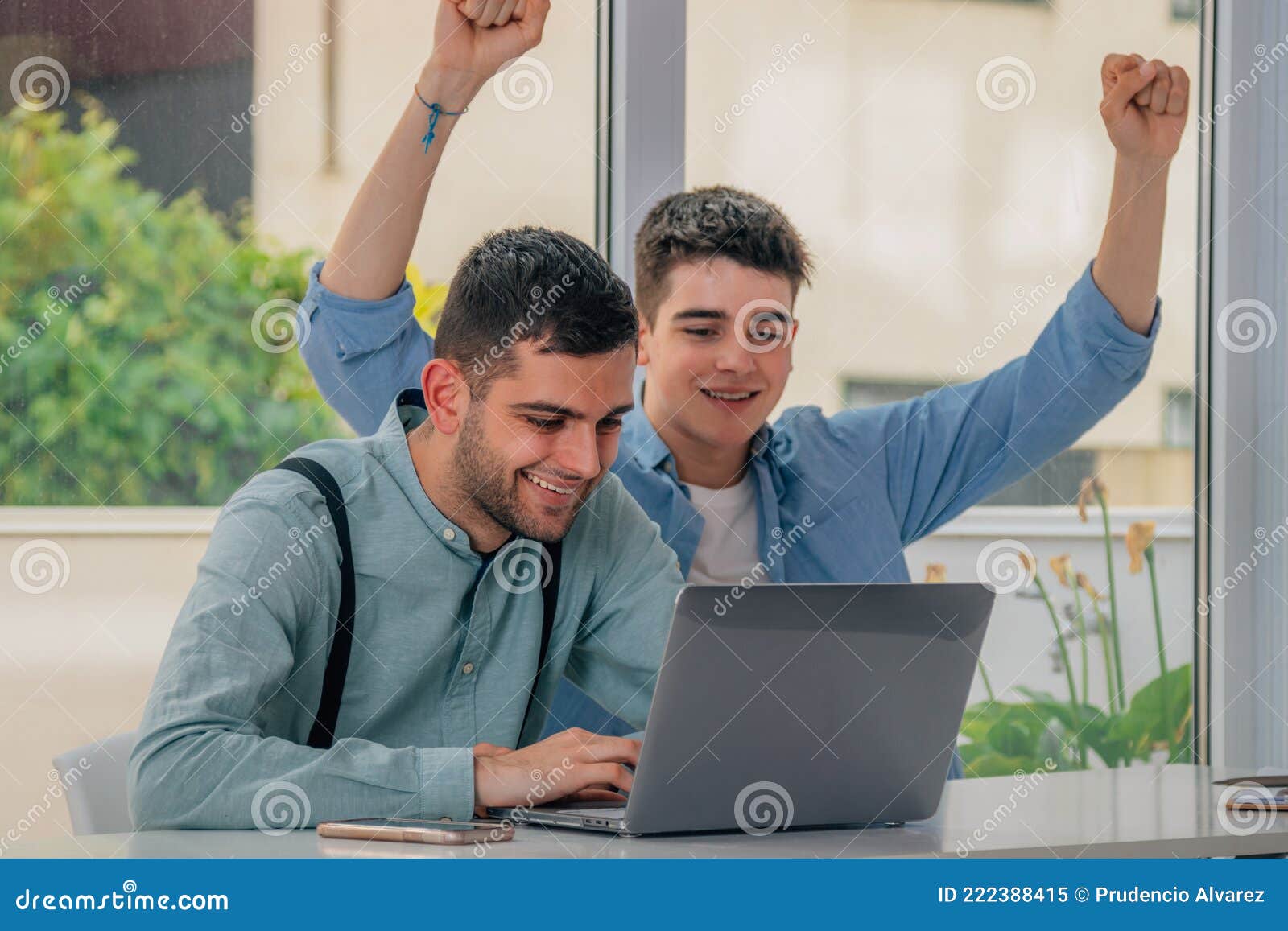 Friends at Home with Computer Laptop Stock Image - Image of gift ...