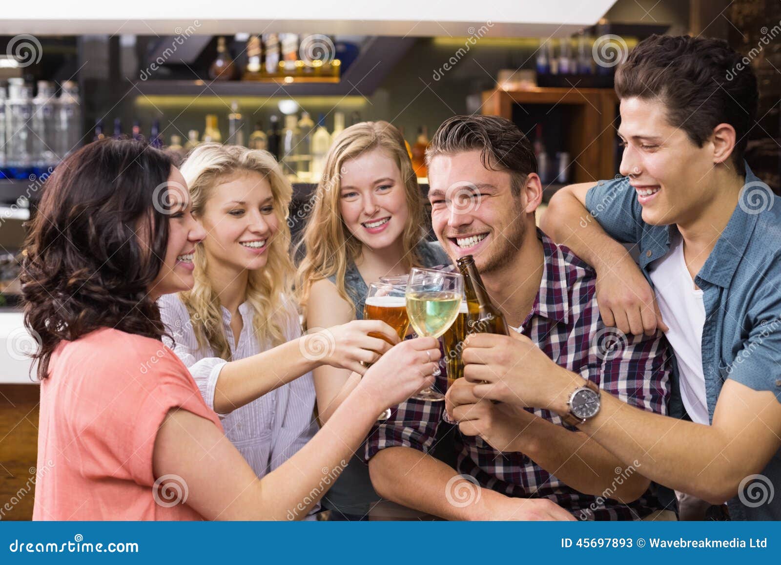 Young Friends Having a Drink Together Stock Image - Image of away ...