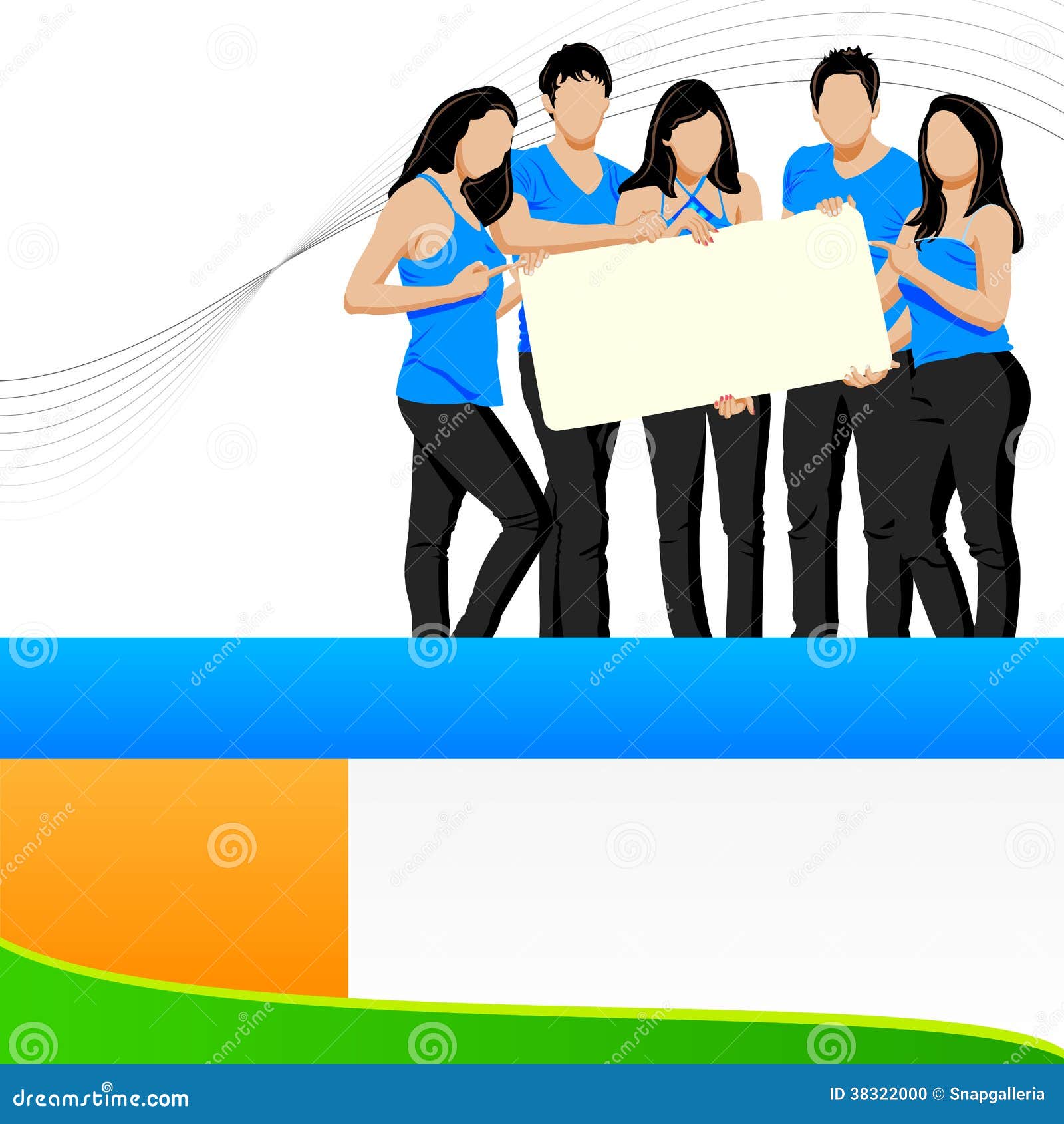 Young Friends Holding Blank Placard Stock Vector - Illustration of ...