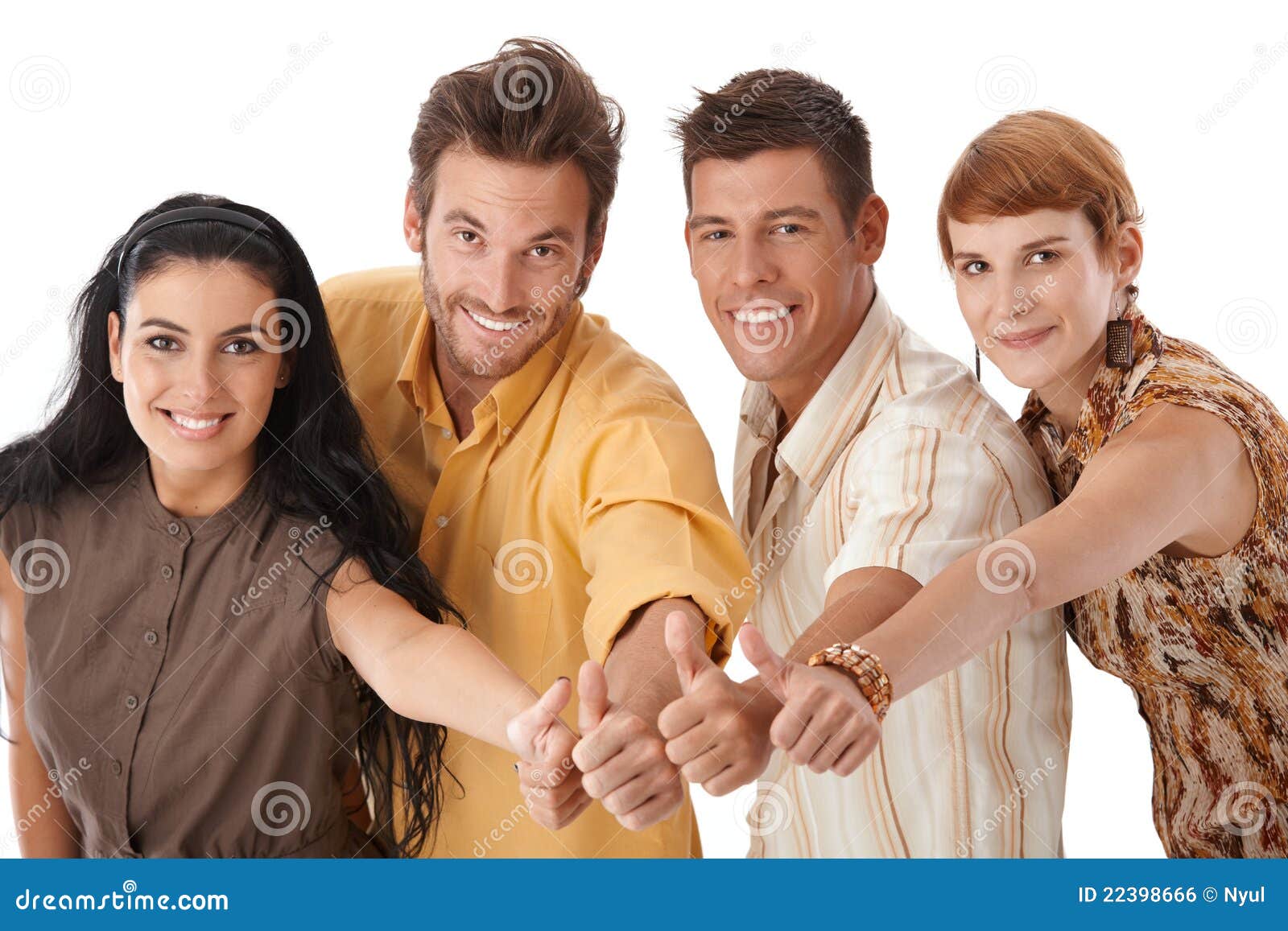 Young Friends with Thumbs Up Stock Photo - Image of friendship, camera ...