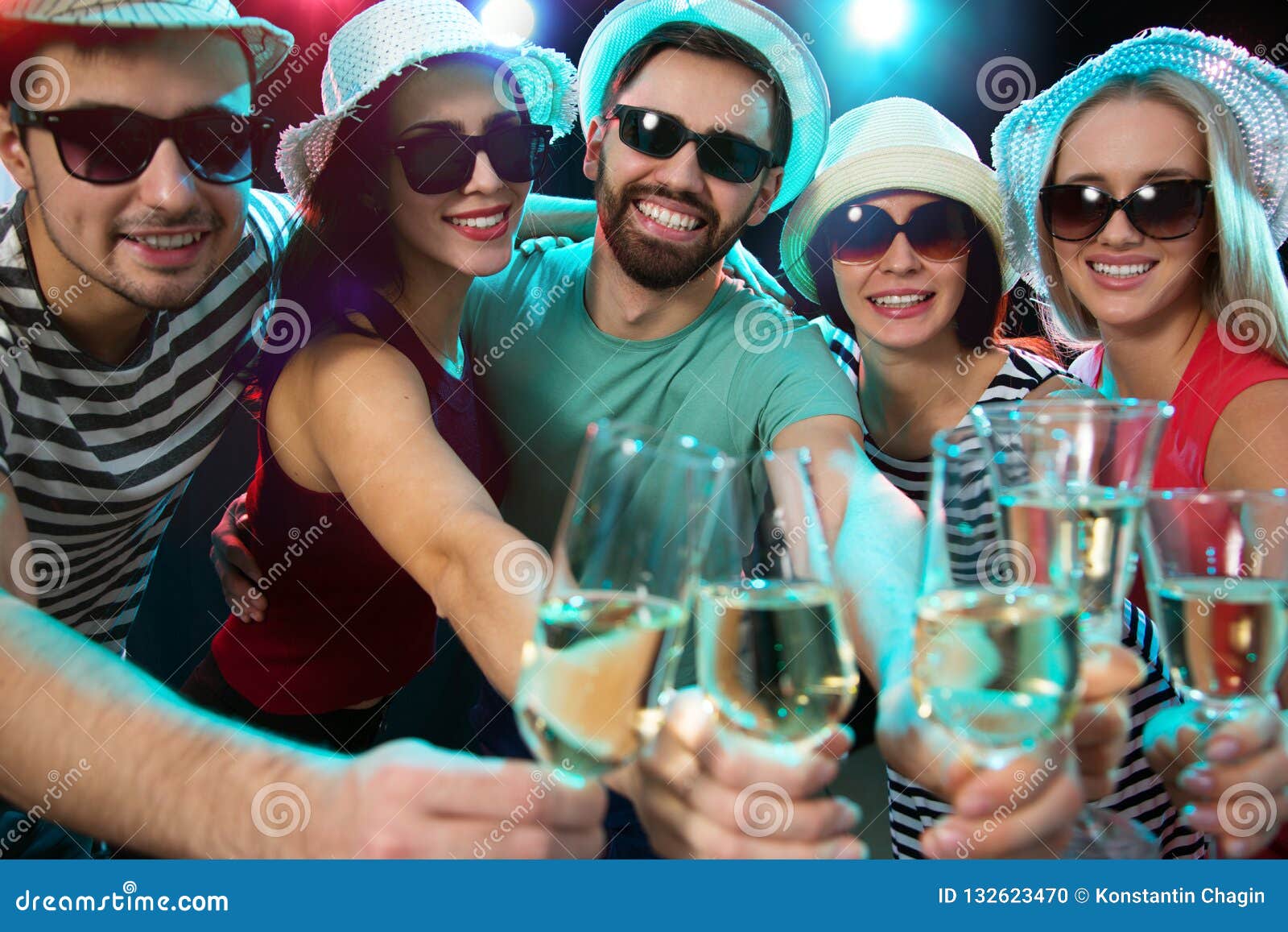 Young Friends Touching the Glasses with Each Other Stock Photo - Image ...