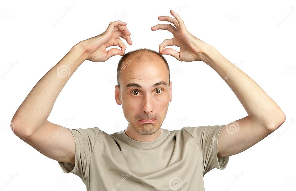 Young funny bald man stock photo. Image of balding, wonder - 16381922
