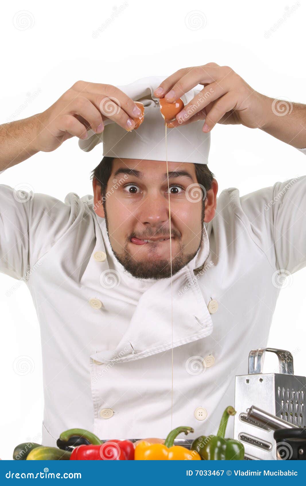 Young Funny Chef Cracking an Egg Stock Image - Image of caucasian ...