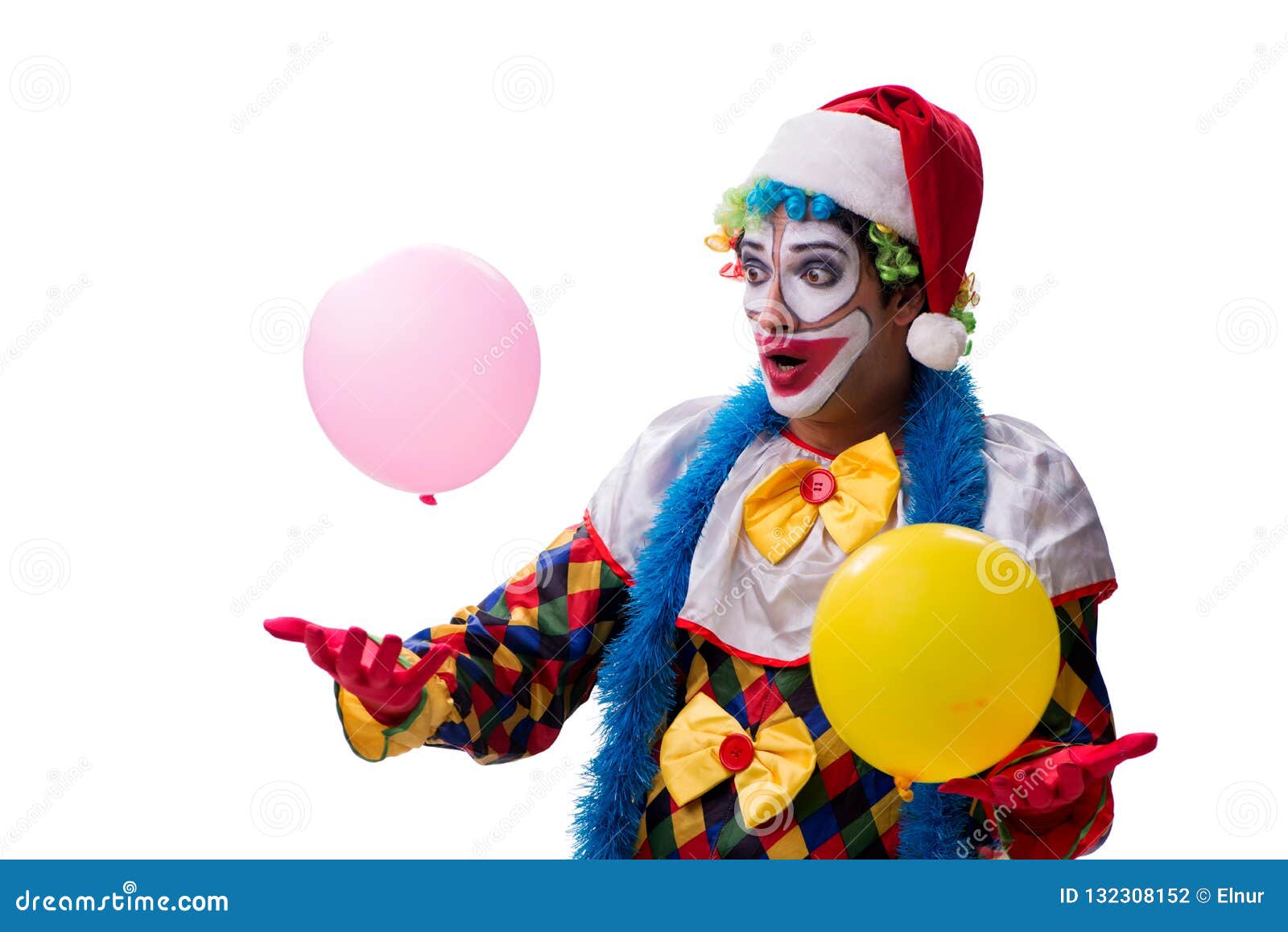 The Young Funny Clown Comedian Isolated on White Stock Photo - Image of ...