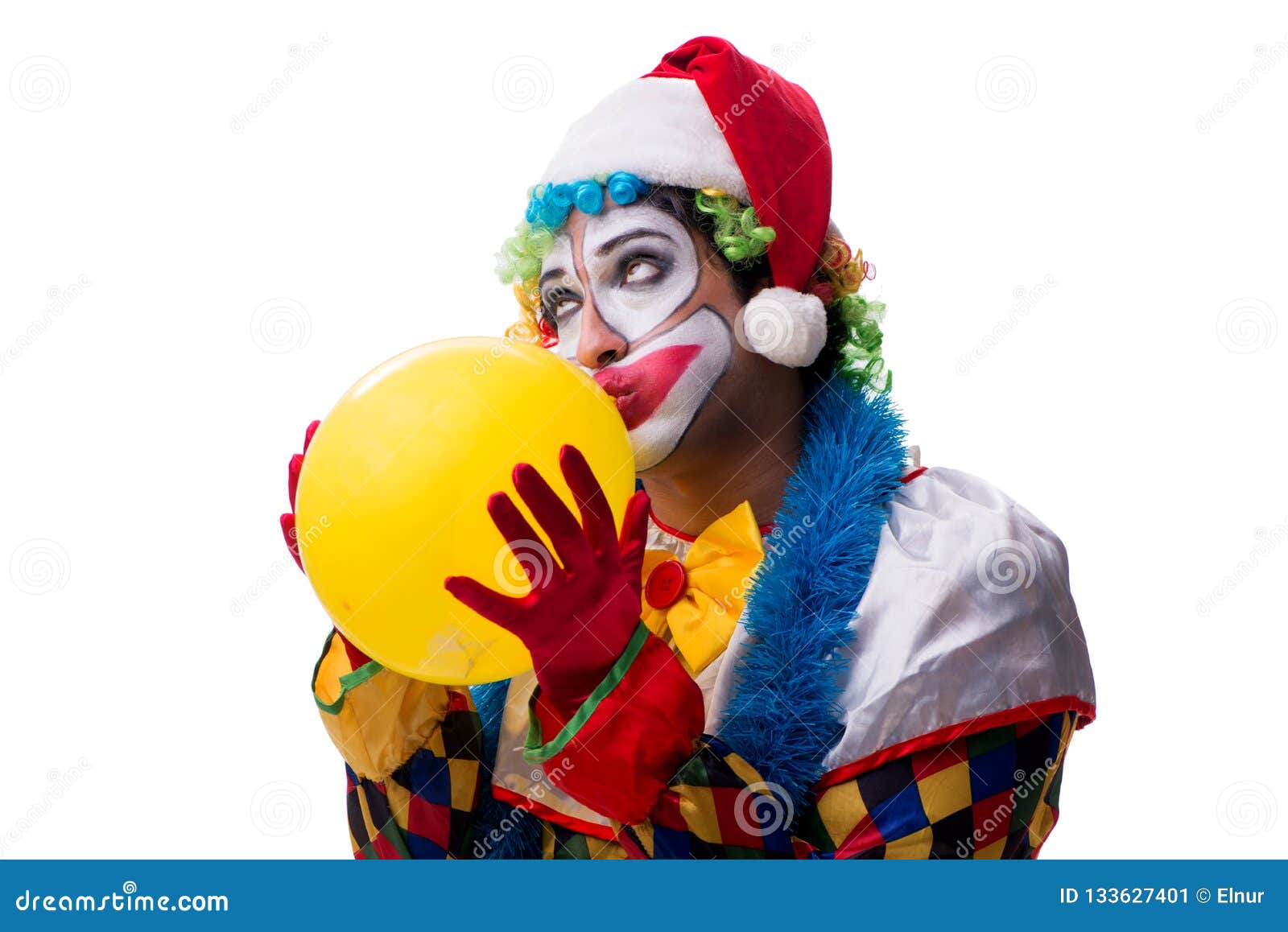 The Young Funny Clown Comedian Isolated on White Stock Image - Image of ...