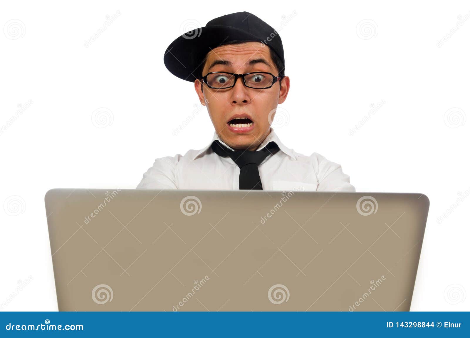 The Young Funny Male Programmer Isolated on White Stock Photo - Image ...