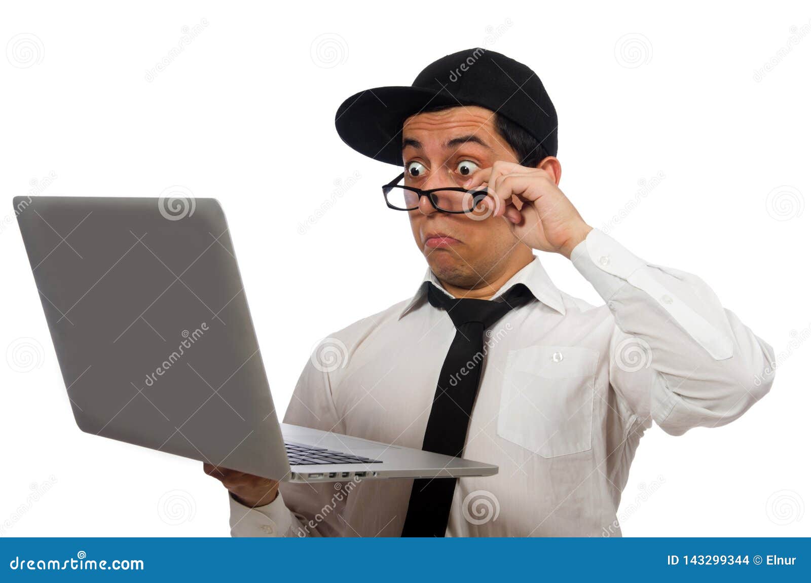 The Young Funny Male Programmer Isolated on White Stock Photo - Image ...