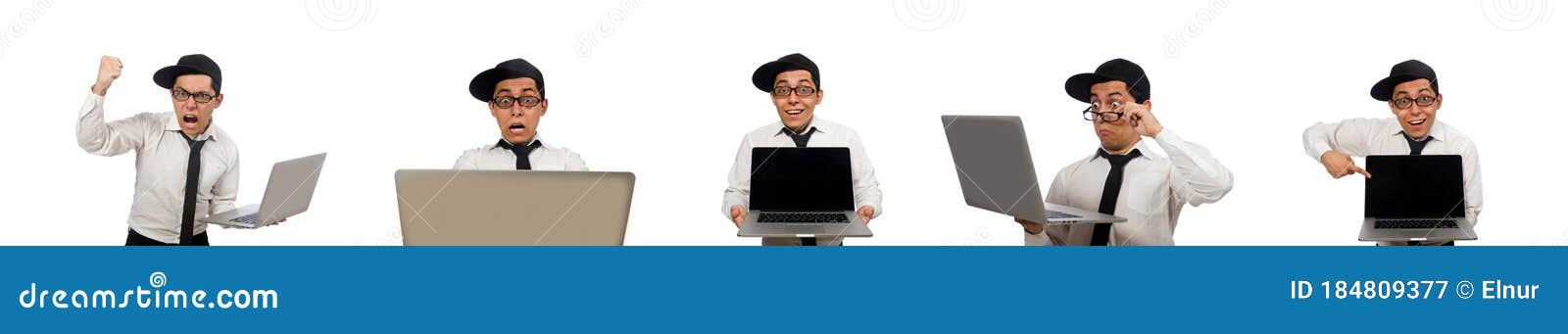 Young Funny Male Programmer Isolated on White Stock Image - Image of ...