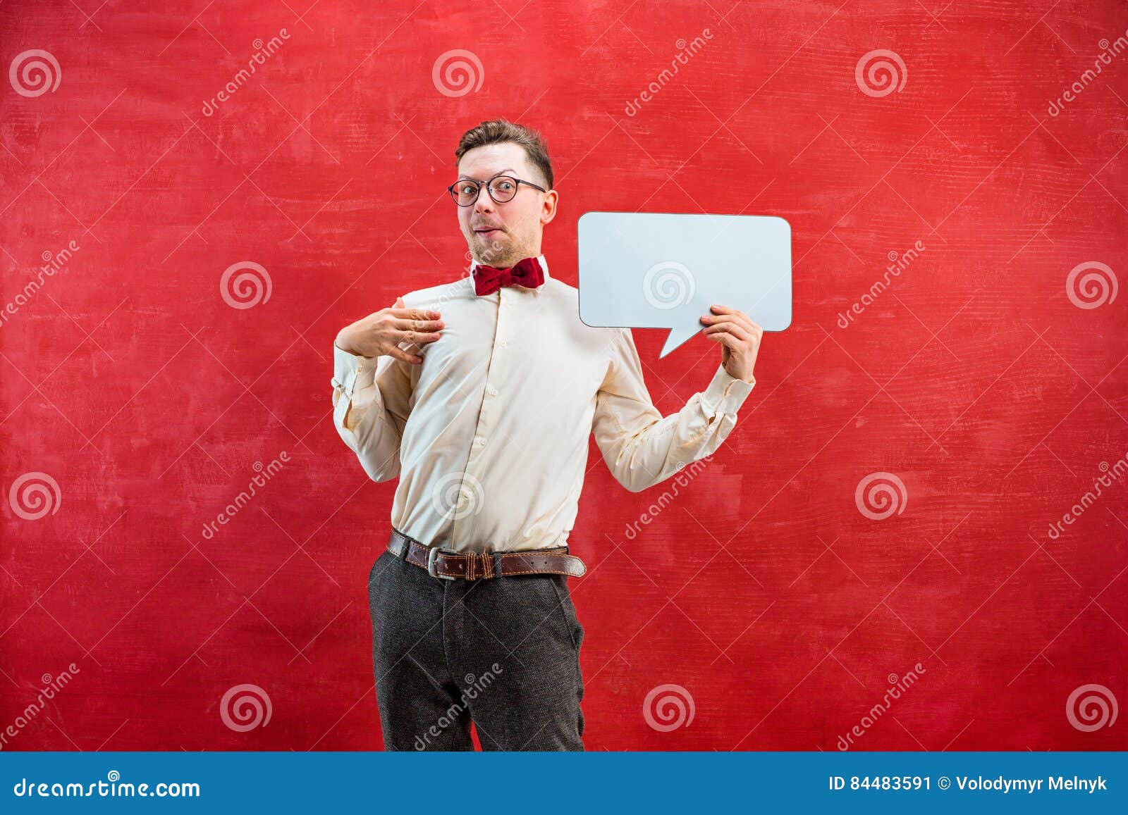 Young Funny Man with Empty Blank Sign Stock Image - Image of butterfly ...
