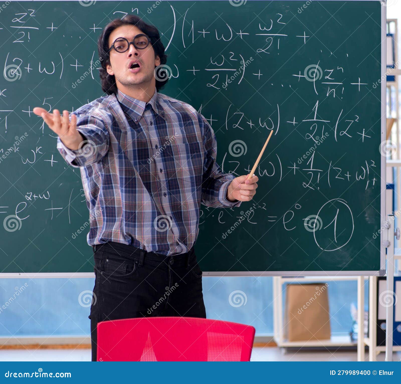 Young Funny Math Teacher in Front of Chalkboard Stock Photo - Image of ...