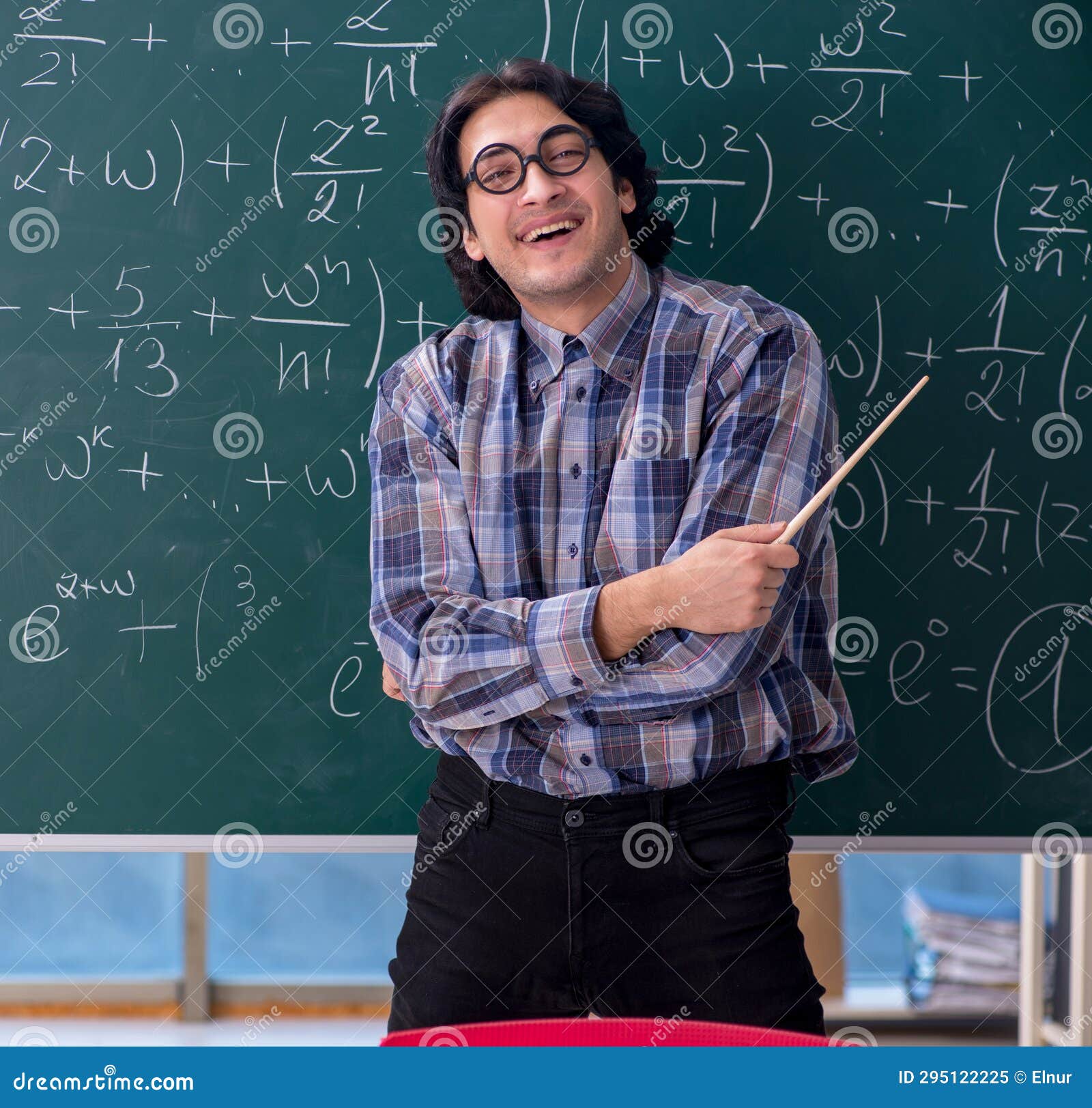 Young Funny Math Teacher in Front of Chalkboard Stock Image - Image of ...