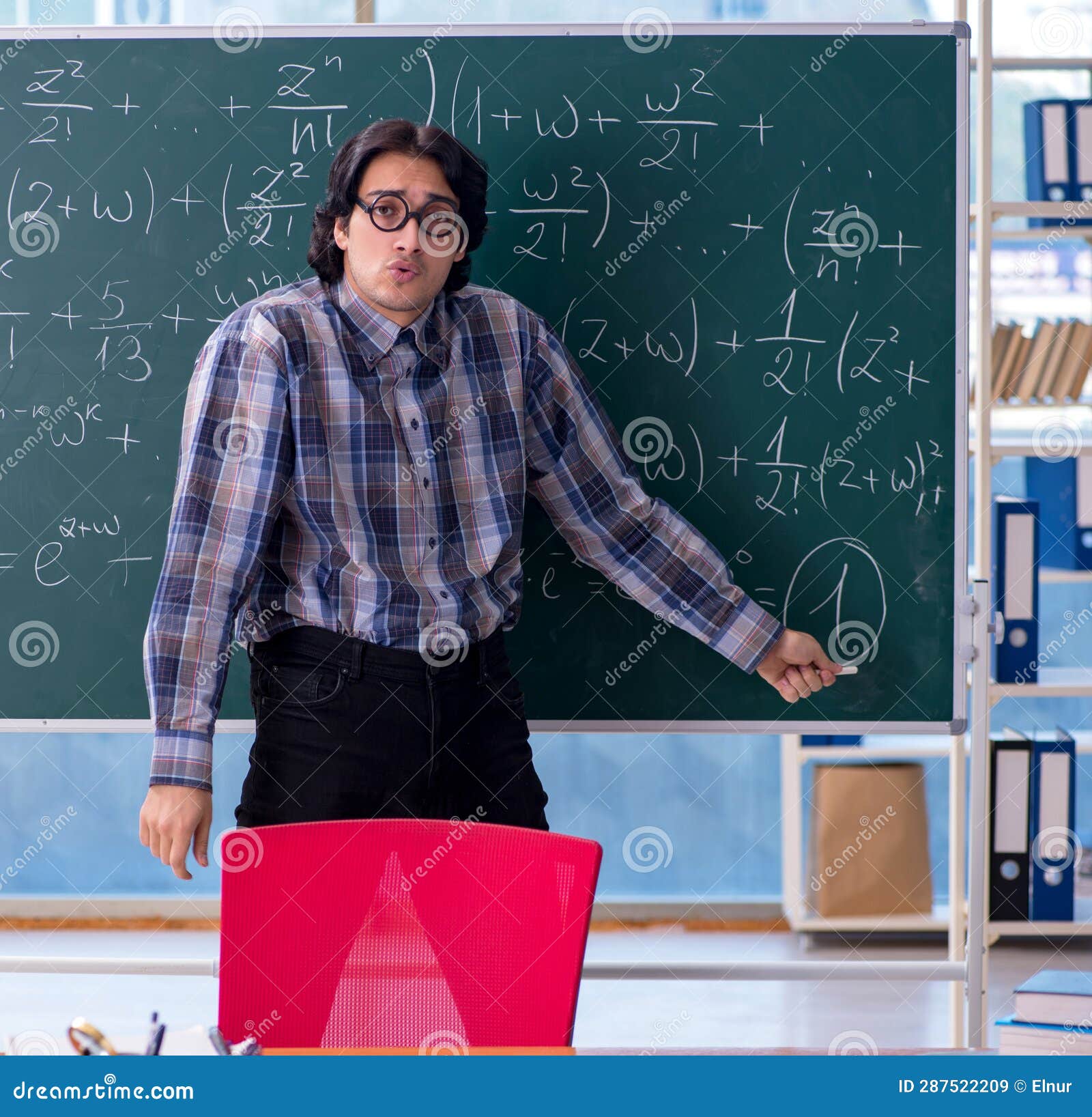 Young Funny Math Teacher in Front of Chalkboard Stock Image - Image of ...