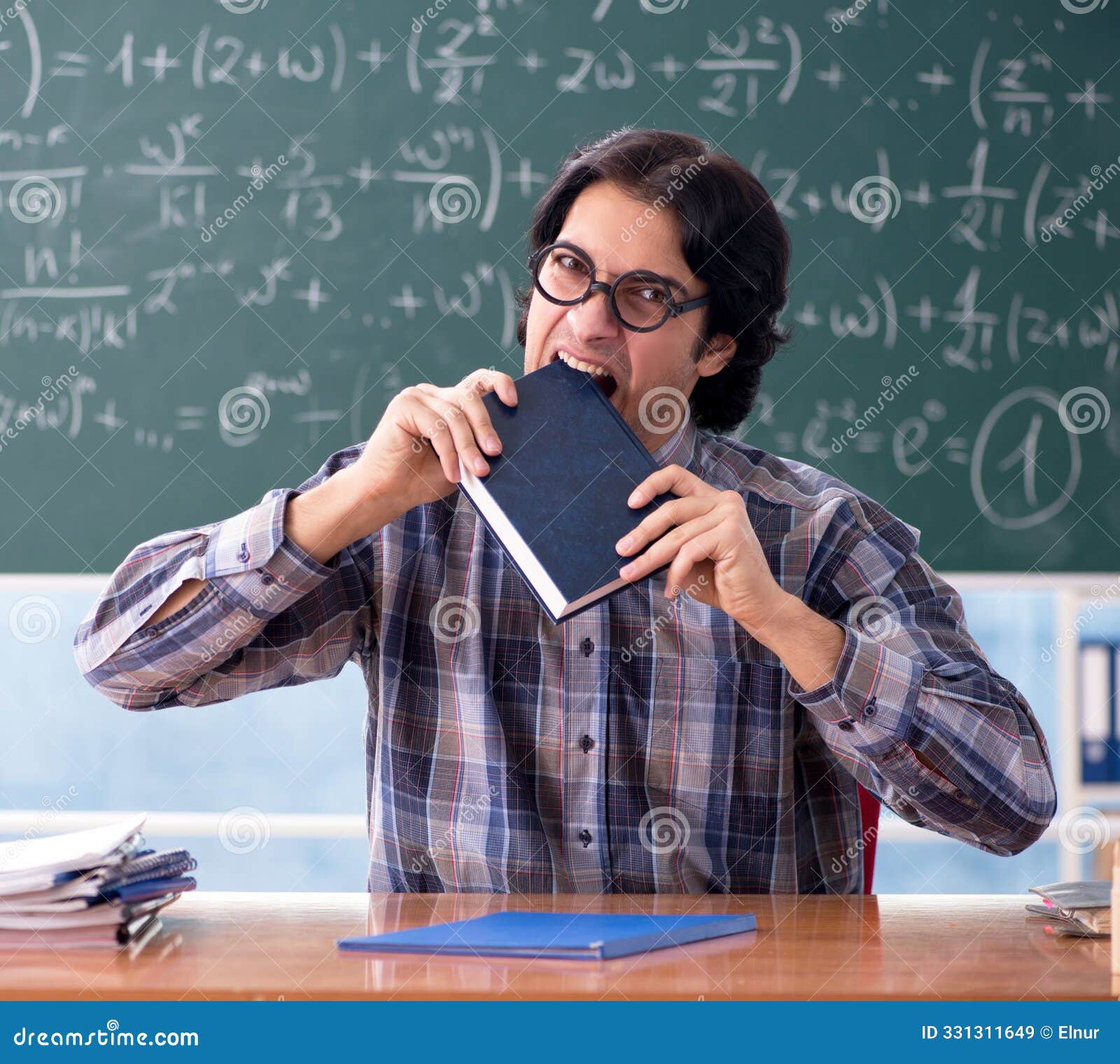 Young Funny Math Teacher in Front of Chalkboard Stock Image - Image of ...