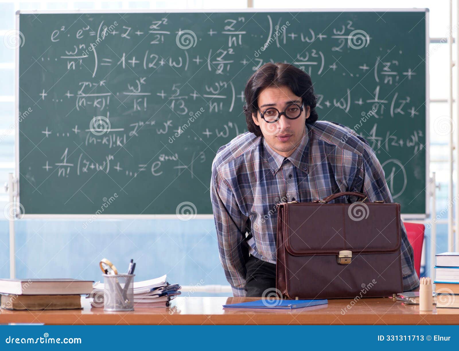 Young Funny Math Teacher in Front of Chalkboard Stock Image - Image of ...
