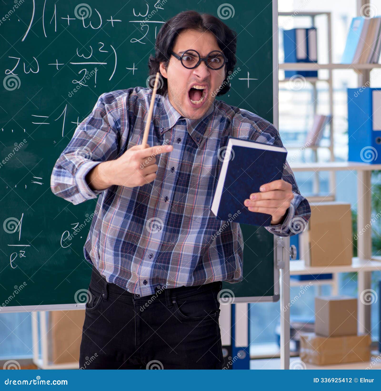 Young Funny Math Teacher in Front of Chalkboard Stock Photo - Image of ...