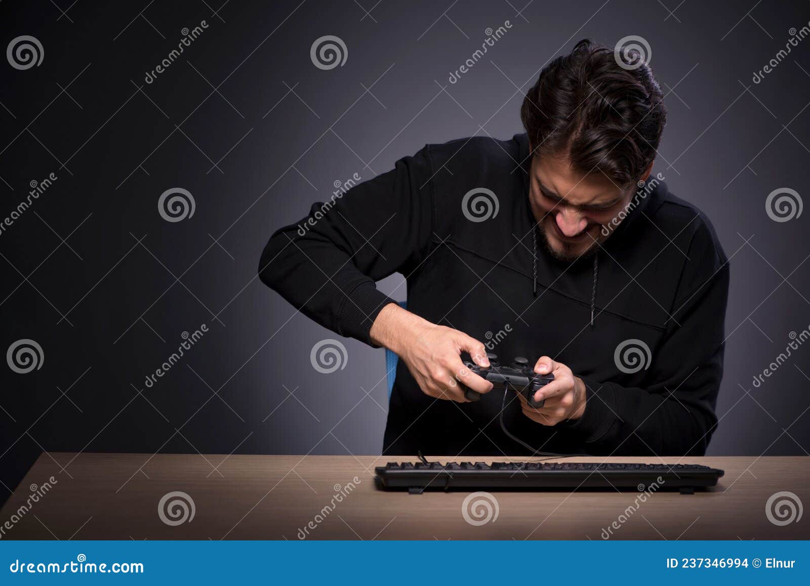 Young Male Gamer on Grey Background Stock Photo - Image of background ...