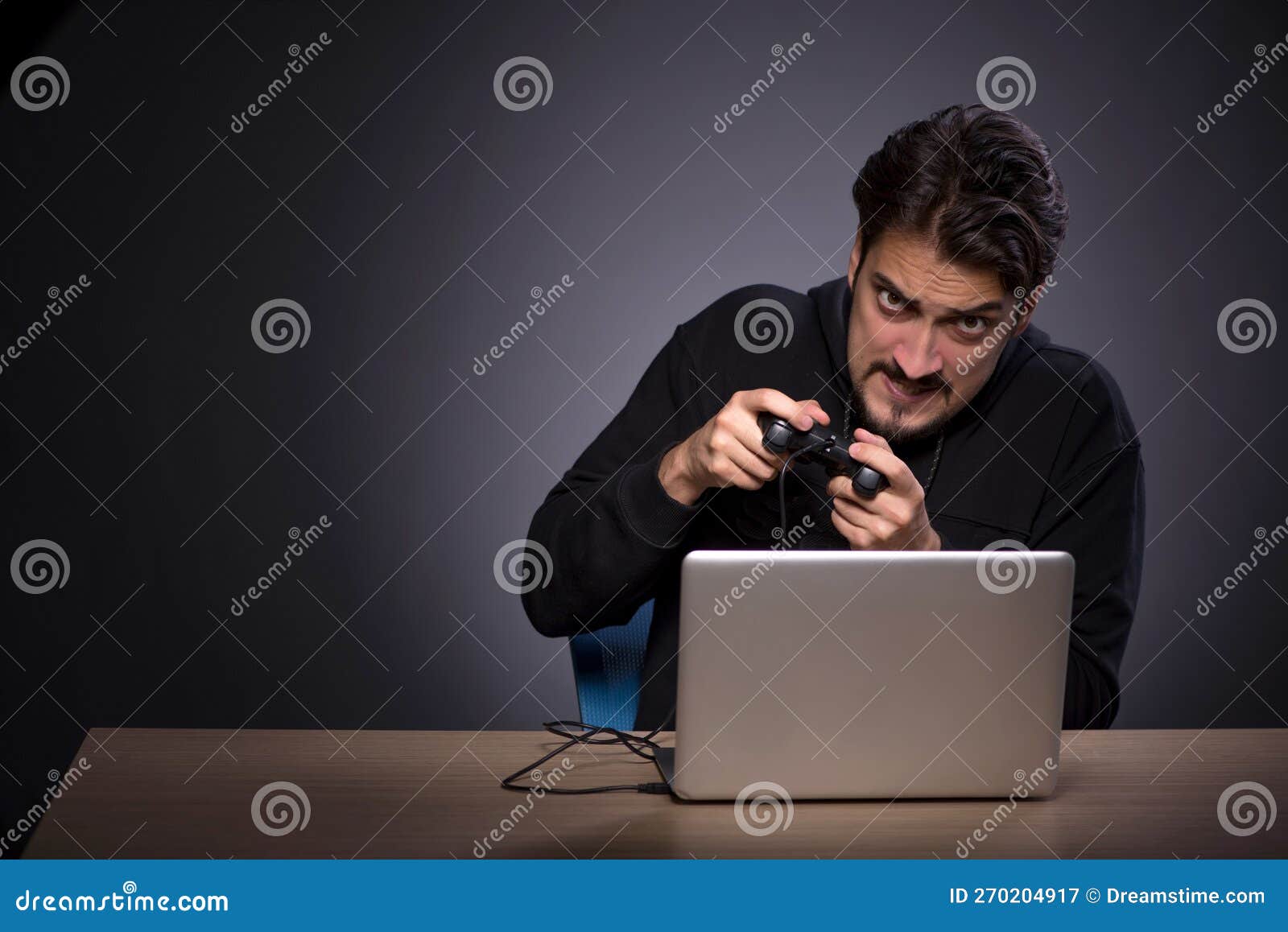 Young Male Gamer on Grey Background Stock Image - Image of gray ...