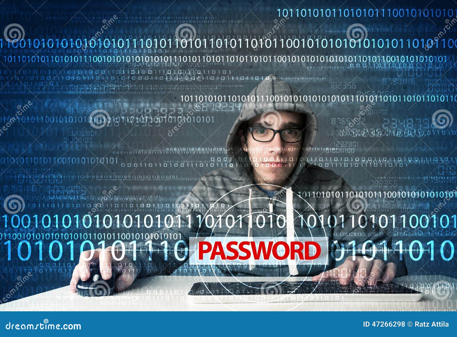 Young Geek Hacker Stealing Password Stock Photo - Image of protection ...