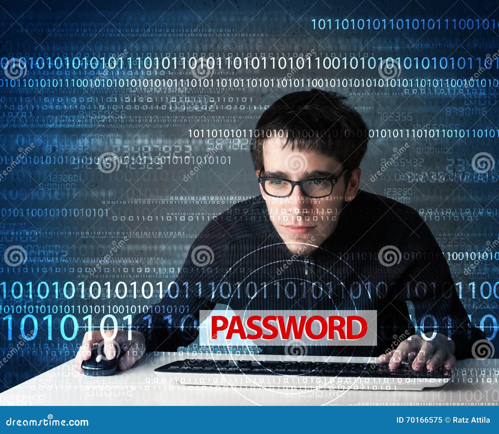 Young Geek Hacker Stealing Password Stock Image - Image of nerd, screen ...