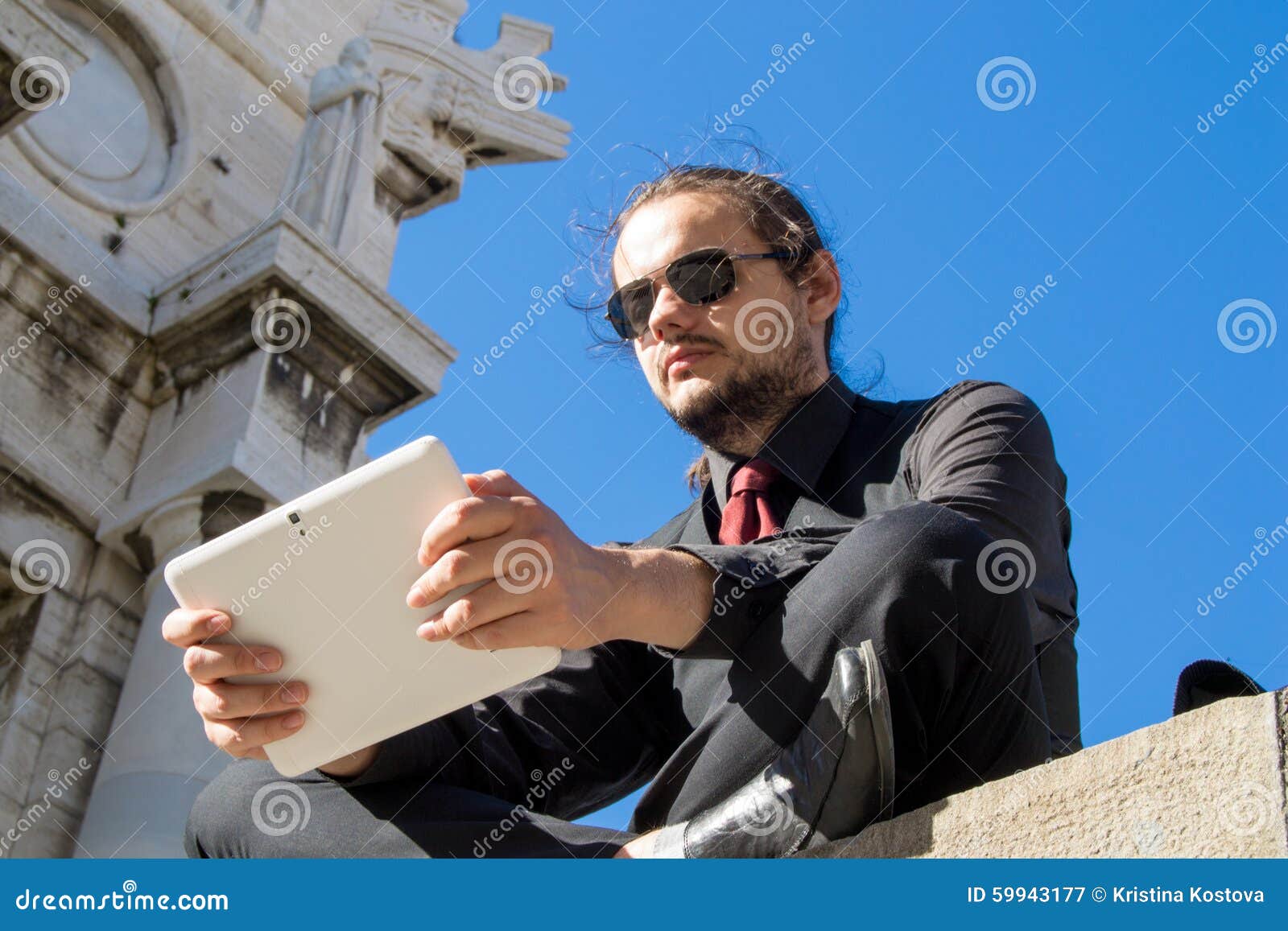 Young Gentleman Sitting and Looking at His Computer Stock Image - Image ...