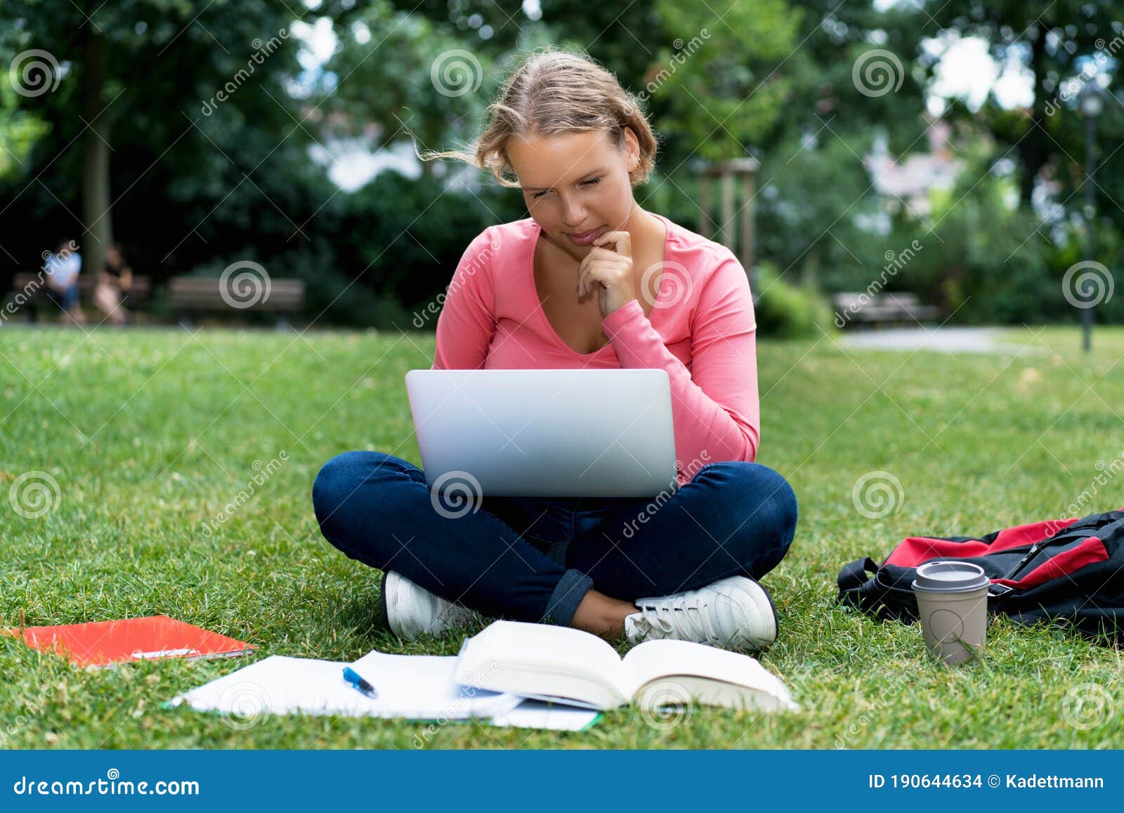 Young German Female Student at Computer Learning and Preparing for ...