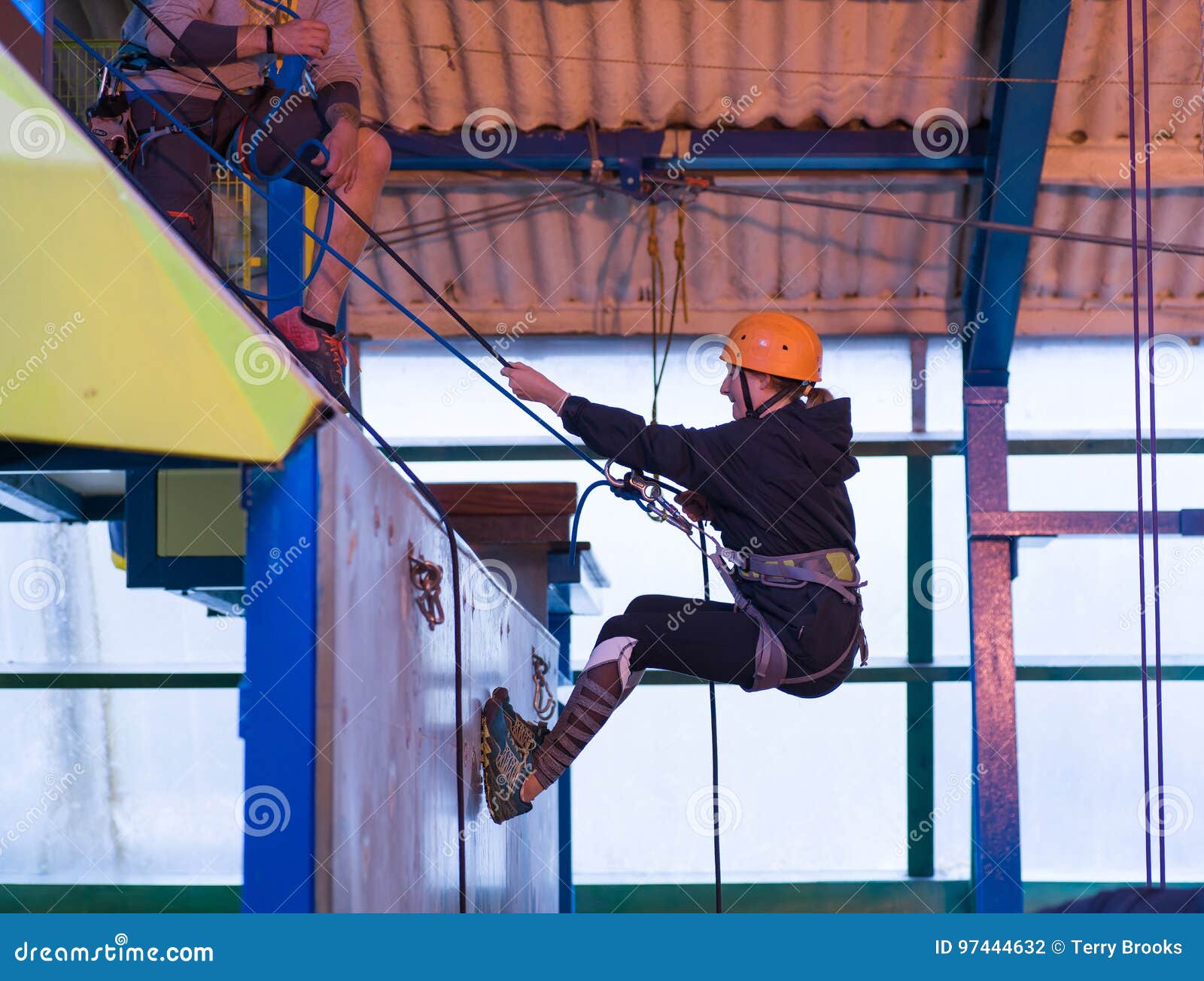 Young girl Abseiling editorial photography. Image of trust - 97444632