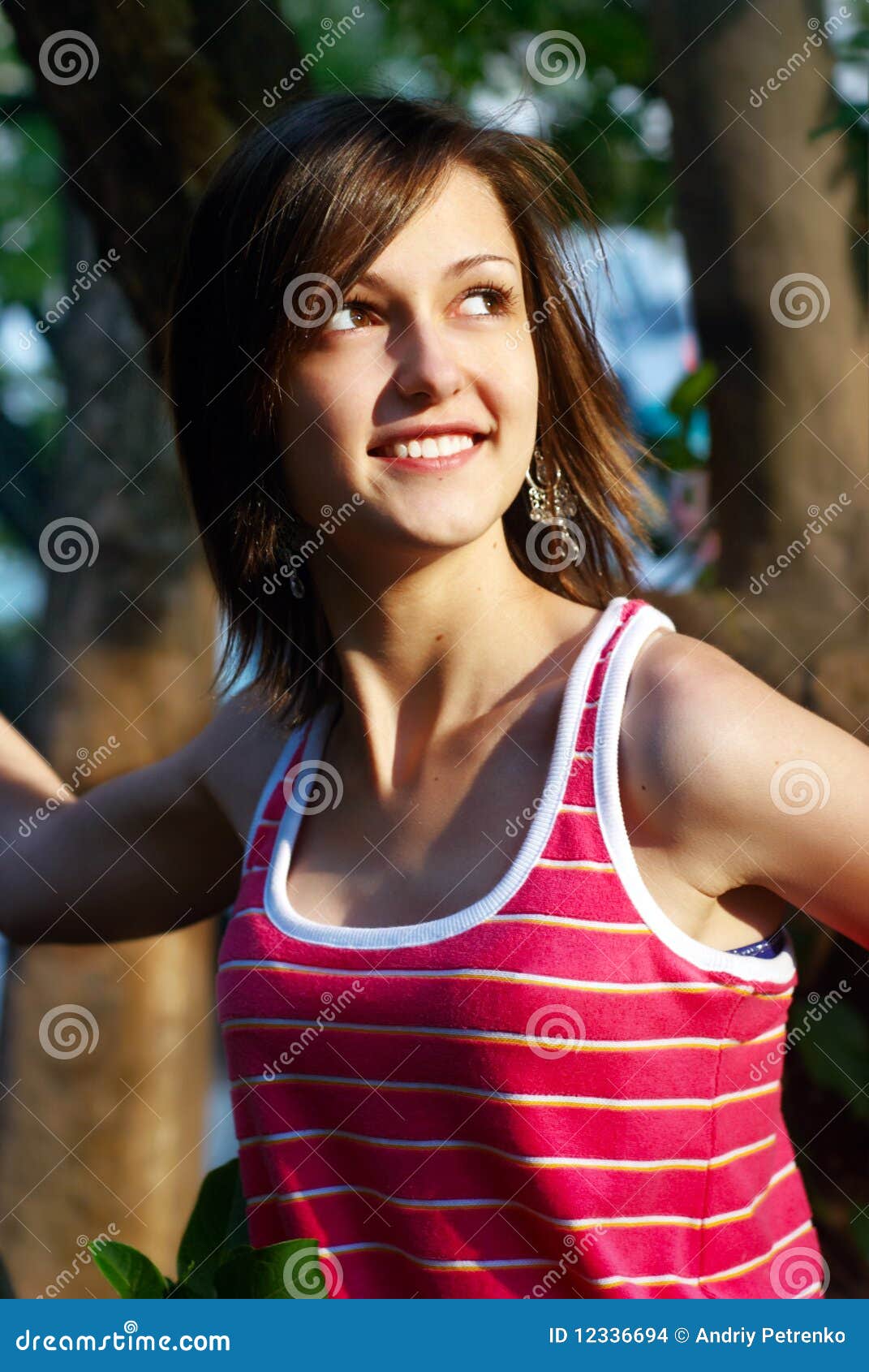 Young Girl Against the Nature Stock Photo - Image of head, person: 12336694