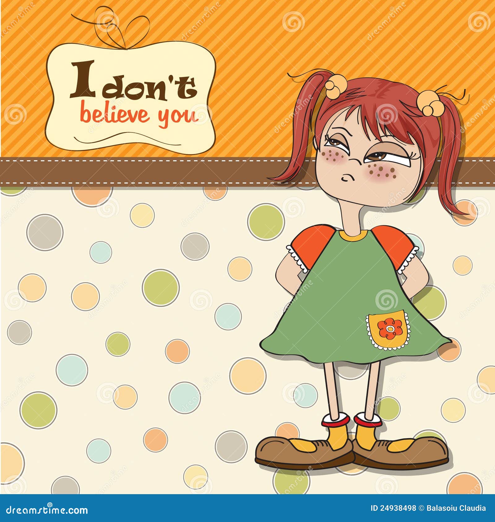 Young Girl Amused And Distrustful Vector Illustration | CartoonDealer ...