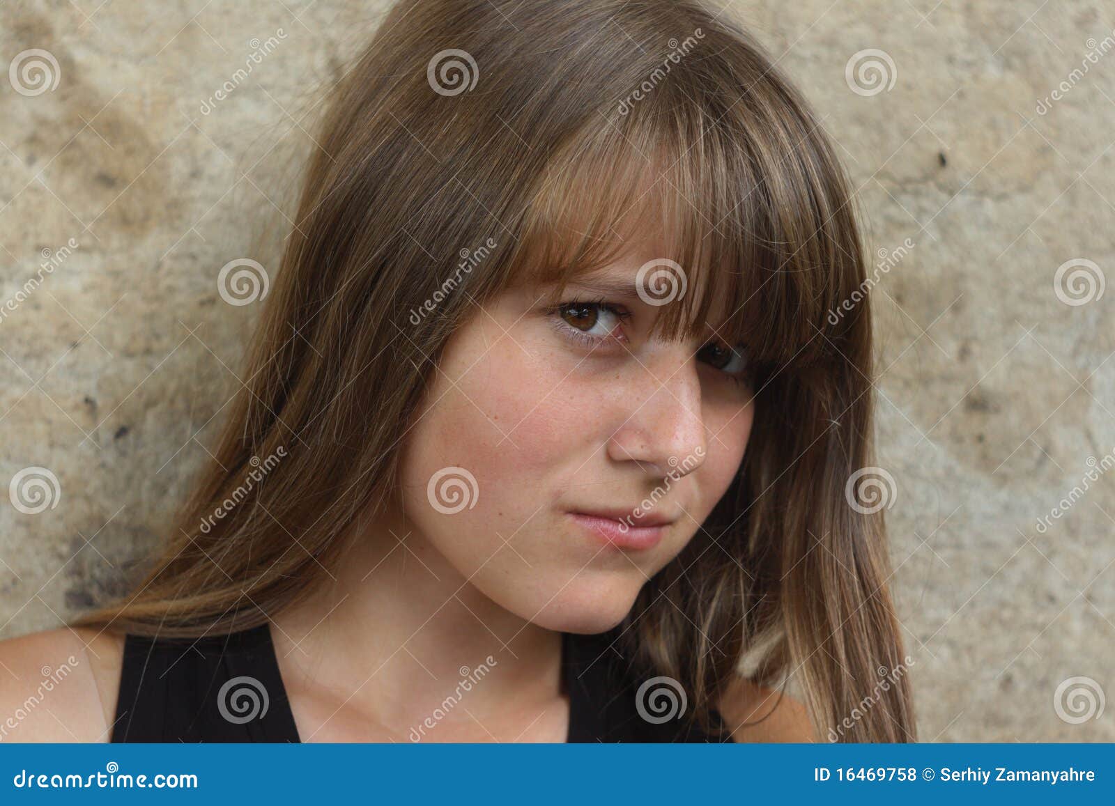 Young Girl with Angry Expressionl. Look Down Stock Photo - Image of ...