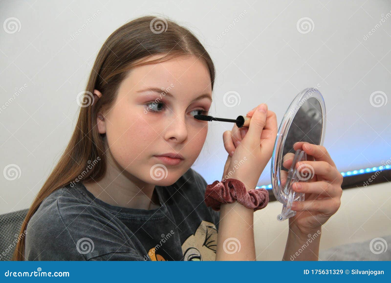 Young Girl Applying Make Up for Fun Stock Image - Image of girl ...