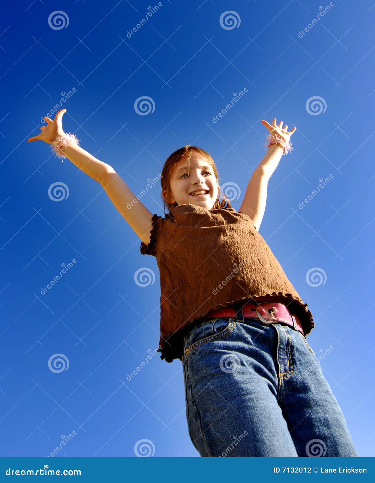 Young Girl with Arms Raised Stock Photo - Image of ginfers, peace: 7132012