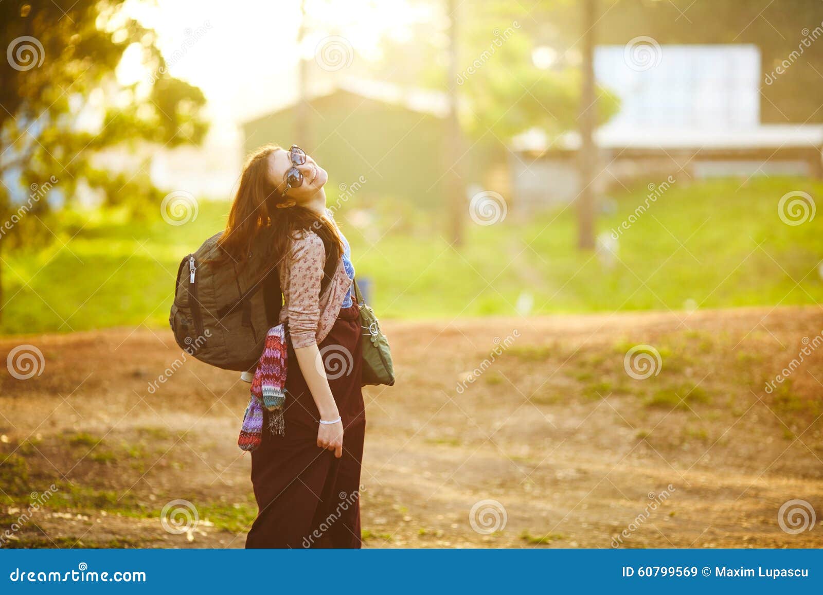 Young girl with backpack stock image. Image of female - 60799569