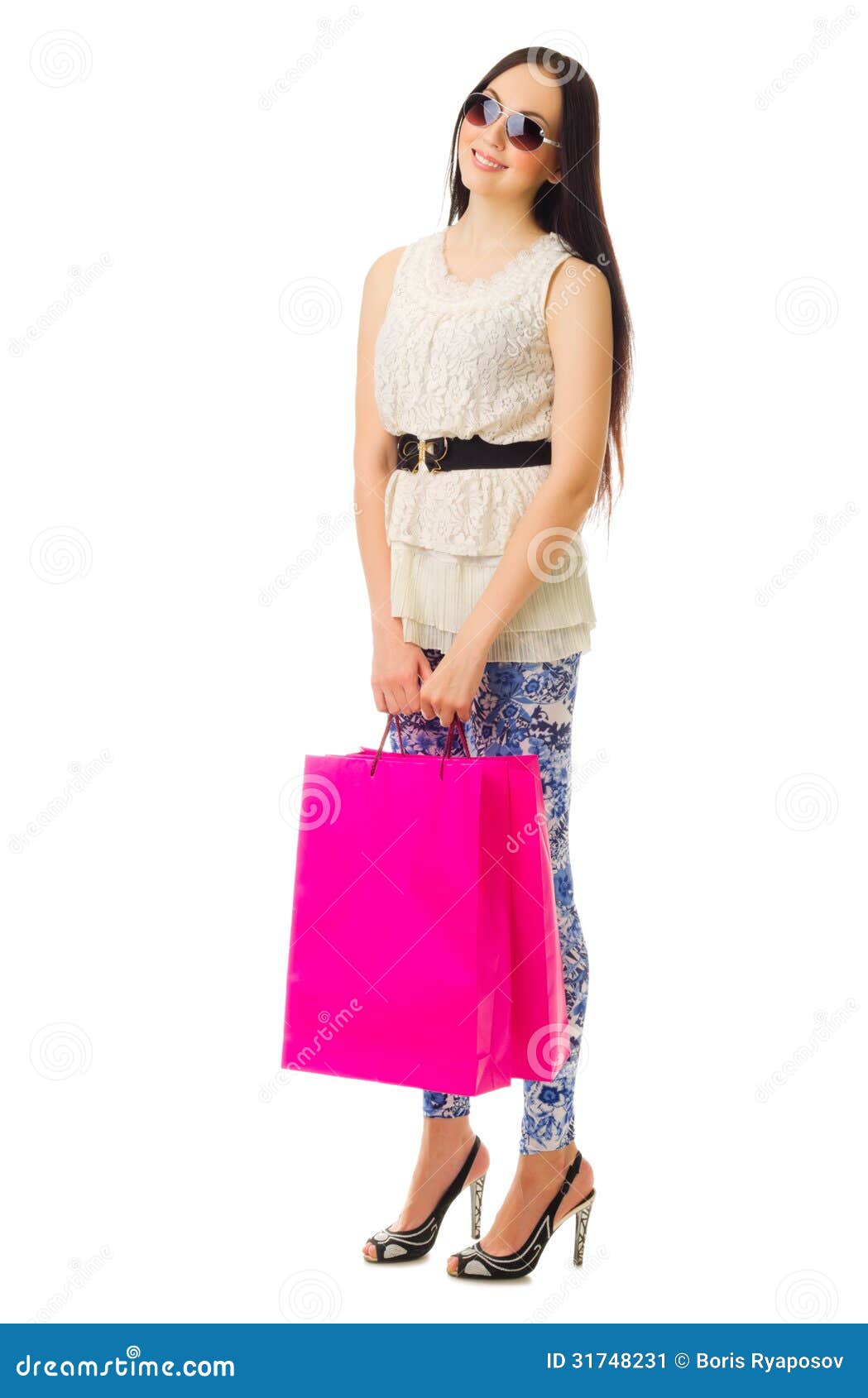 Young girl with bags stock image. Image of cheerful, fashion - 31748231