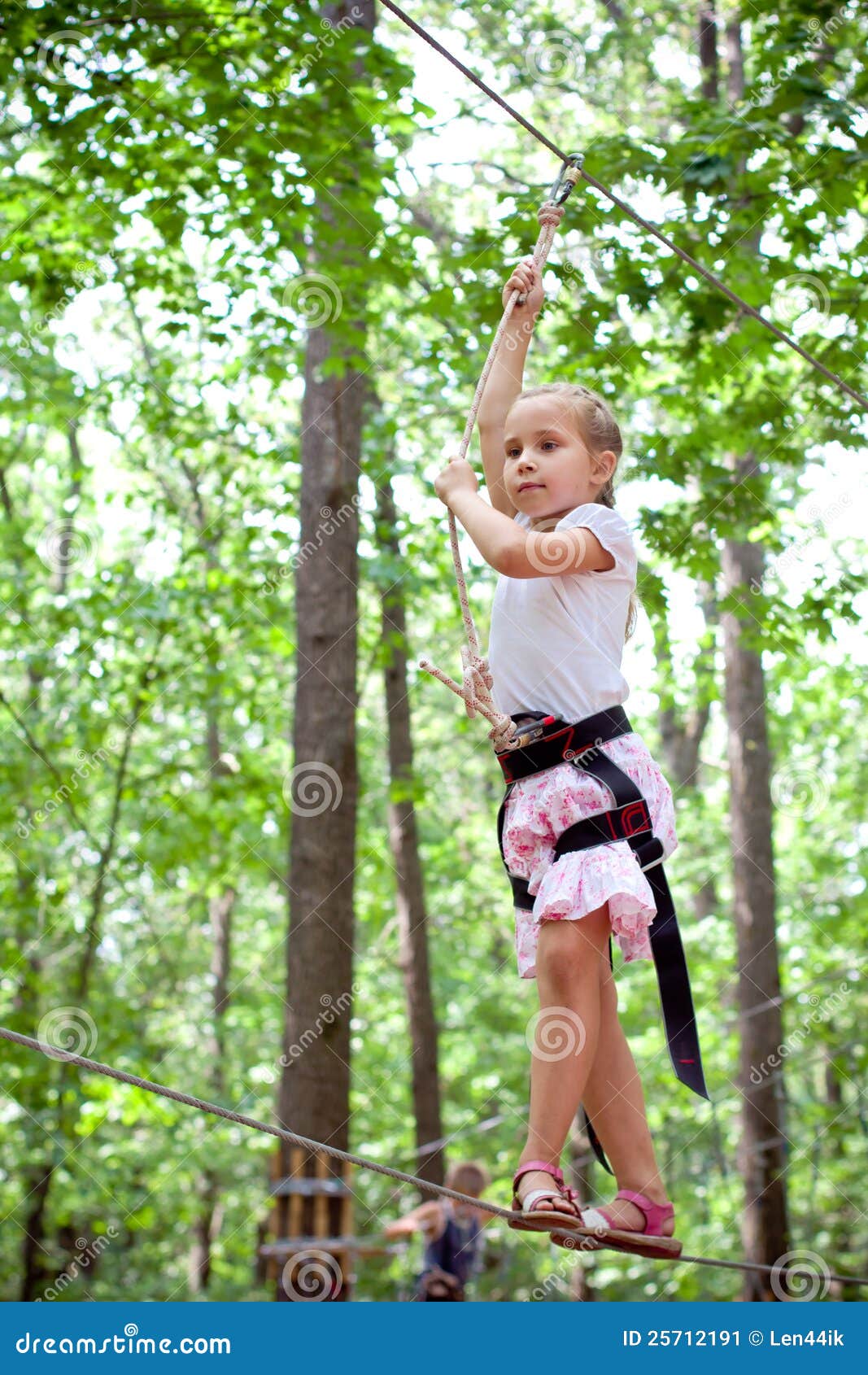 Young Girl Balancing on Rope Stock Image - Image of alone, forest: 25712191