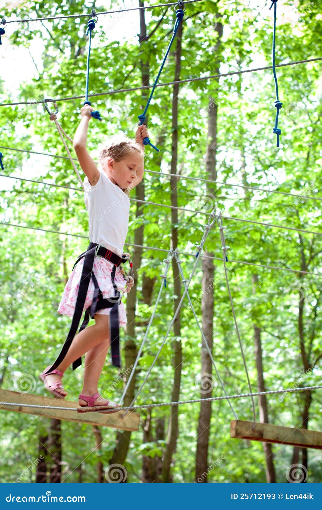 Young Girl Balancing on Rope Stock Image - Image of courage, challenge ...